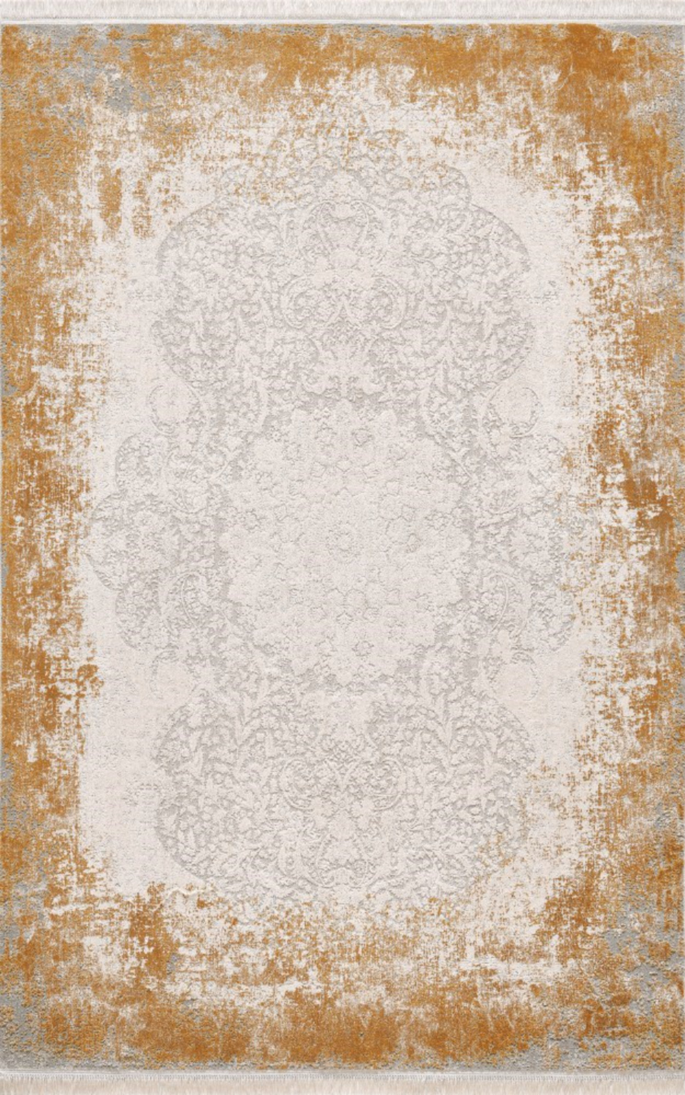 Rugpera Laila Cream Yellow Oriental Viscose Machine Woven Area Rug ...