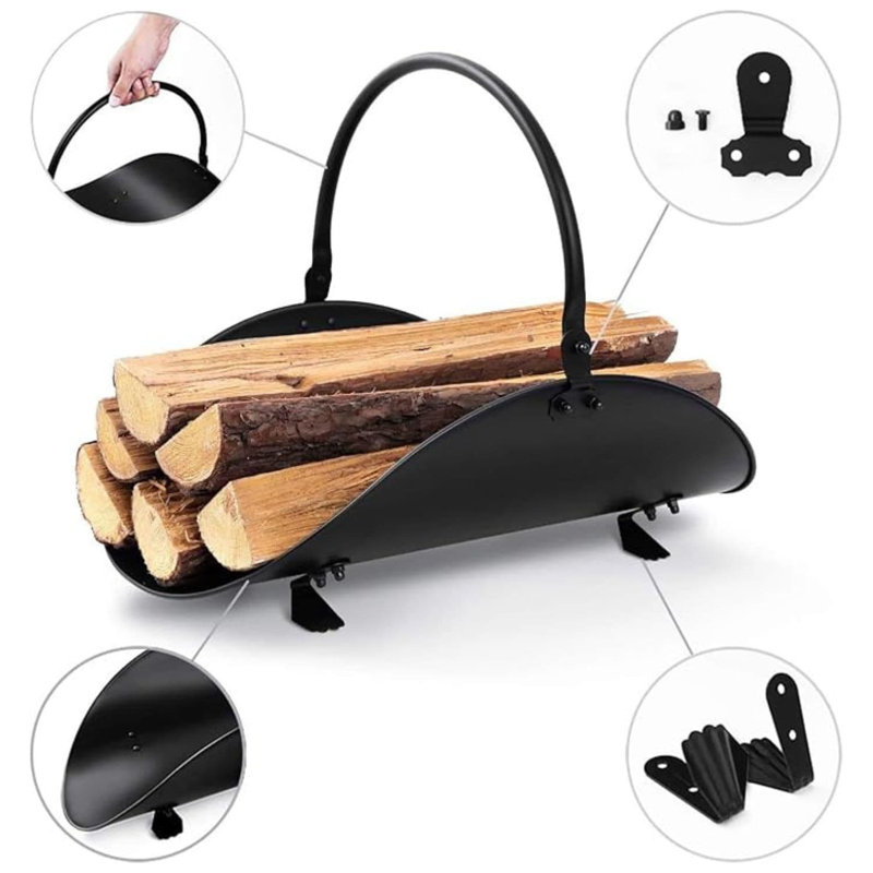 Latitude Run® Indoor Fireplace Log Holder & Wood Carrier | Wayfair