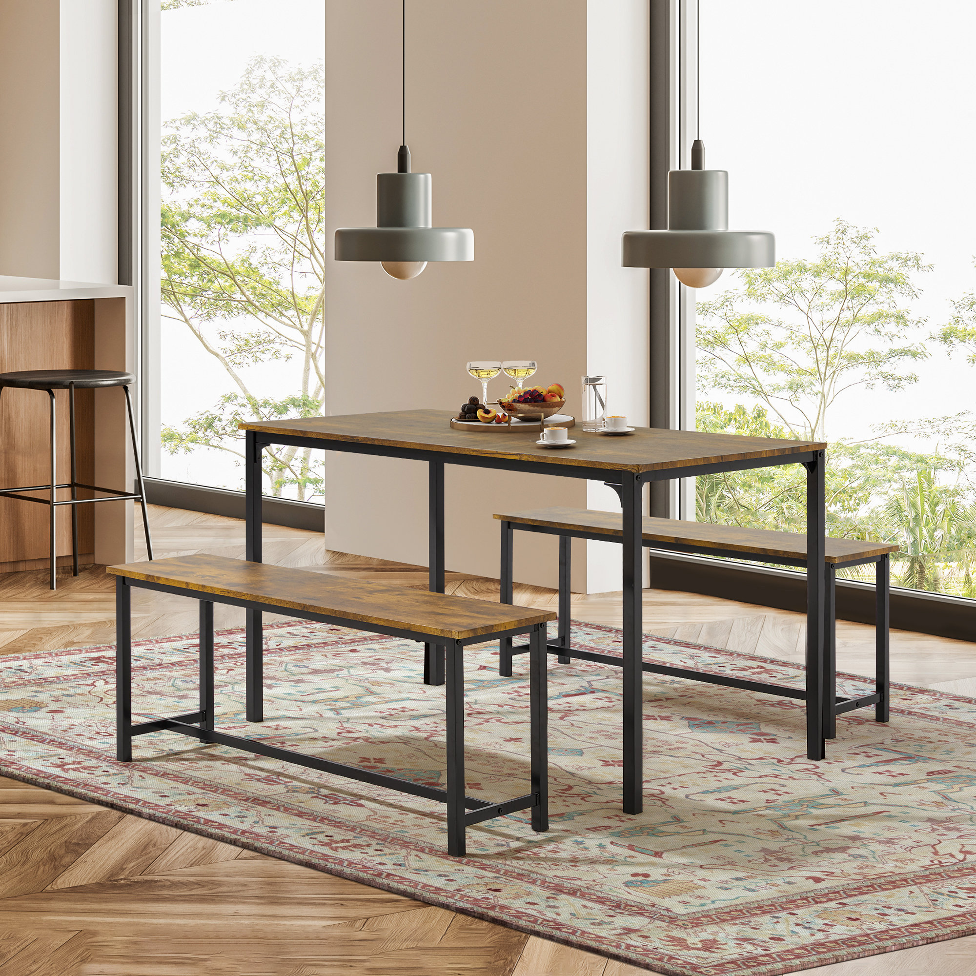 Ophelia & Co. Dining Table Set For 4-6, Ultra-Long Kitchen Table With 2 ...