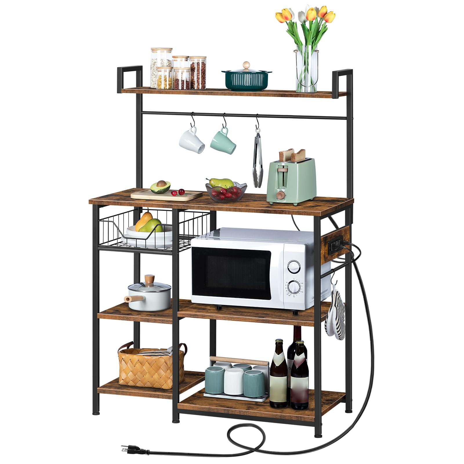 17 Stories Stralka 35.4'' Steel Standard Baker's Rack with Microwave ...