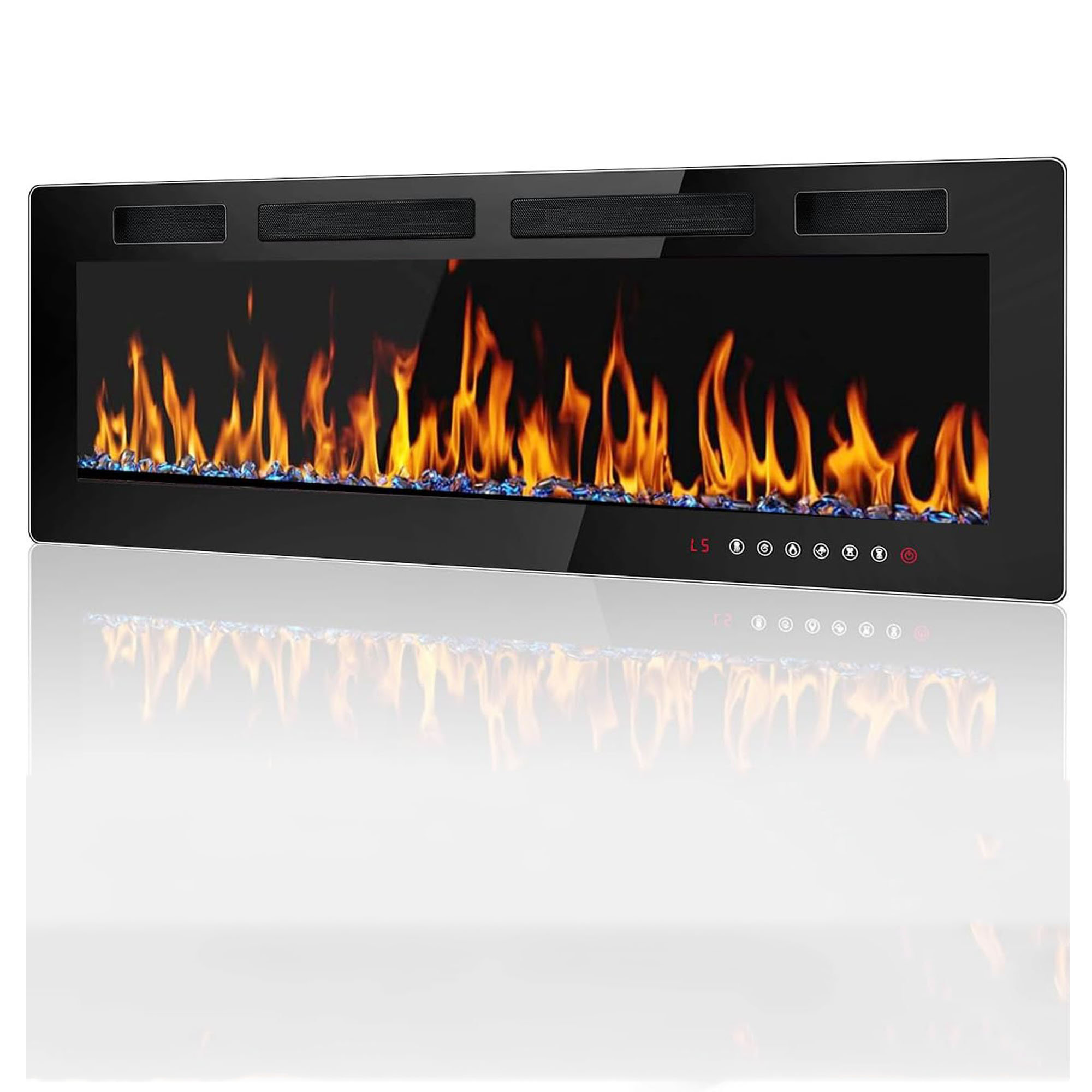 Symple Stuff 72 inch Electric Fireplace Recessed and Wall Mounted,750/1500W Fireplace Heater and ...
