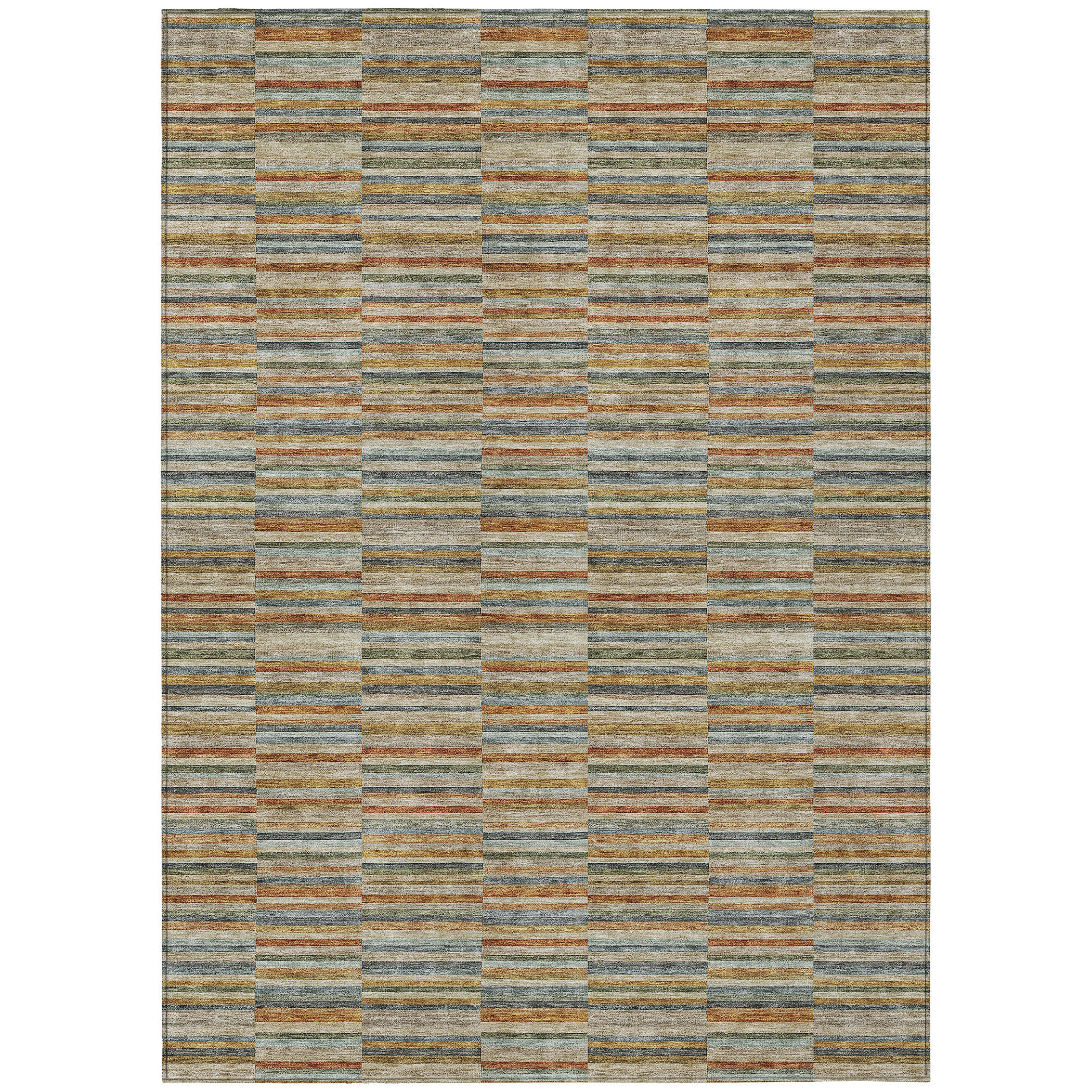 HomeRoots 8' X 10' Copper Striped Washable Indoor Outdoor Area Rug ...