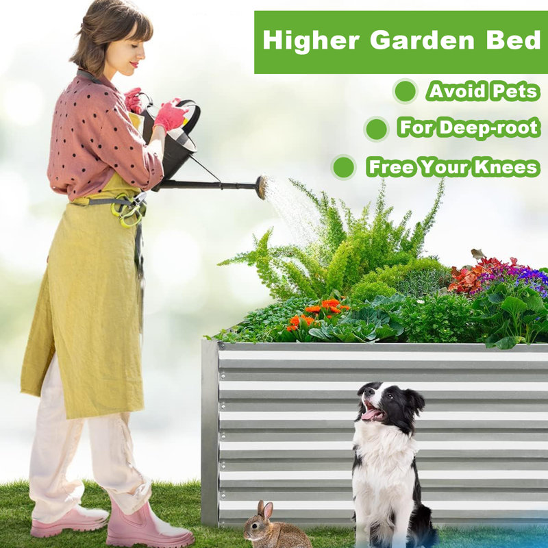 Arlmont & Co. Denishia 6x3x2Ft Galvanized Metal Raised Garden Bed ...