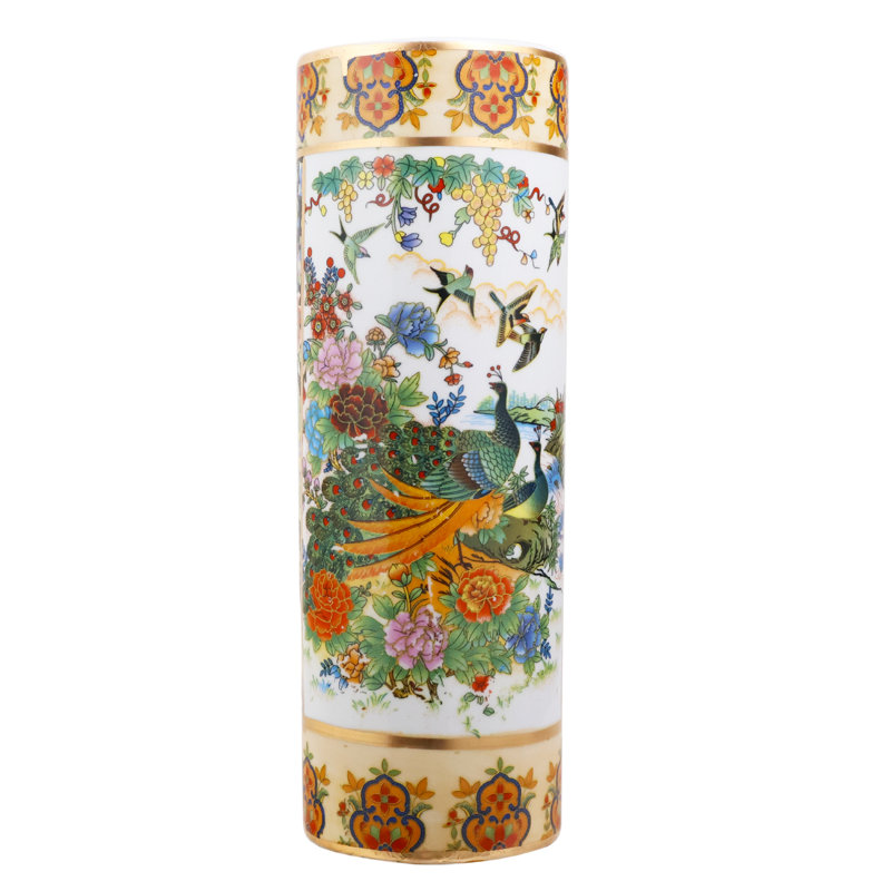 Bloomsbury Market Japanese Porcelain Satsuma Cylinder Vase | Wayfair