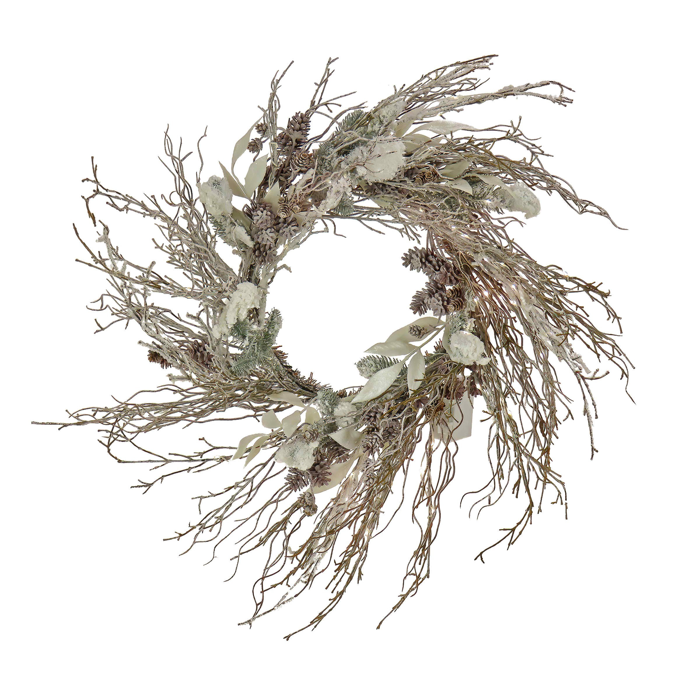 The Holiday Aisle® 24" Alpine Snow Lump Wreath, 150 White LED Rice ...