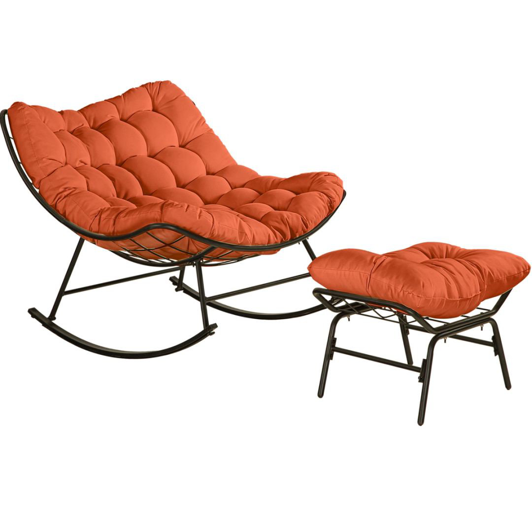 Ebern Designs Outdoor & Indoor Rocker Egg Reading Chair With Ottoman ...