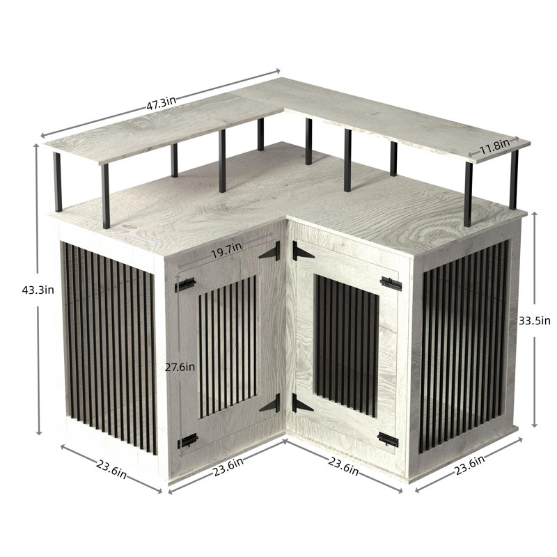 Tucker Murphy Pet™ Large Corner Dog Crate Furniture For 2 Dogs With 2 ...