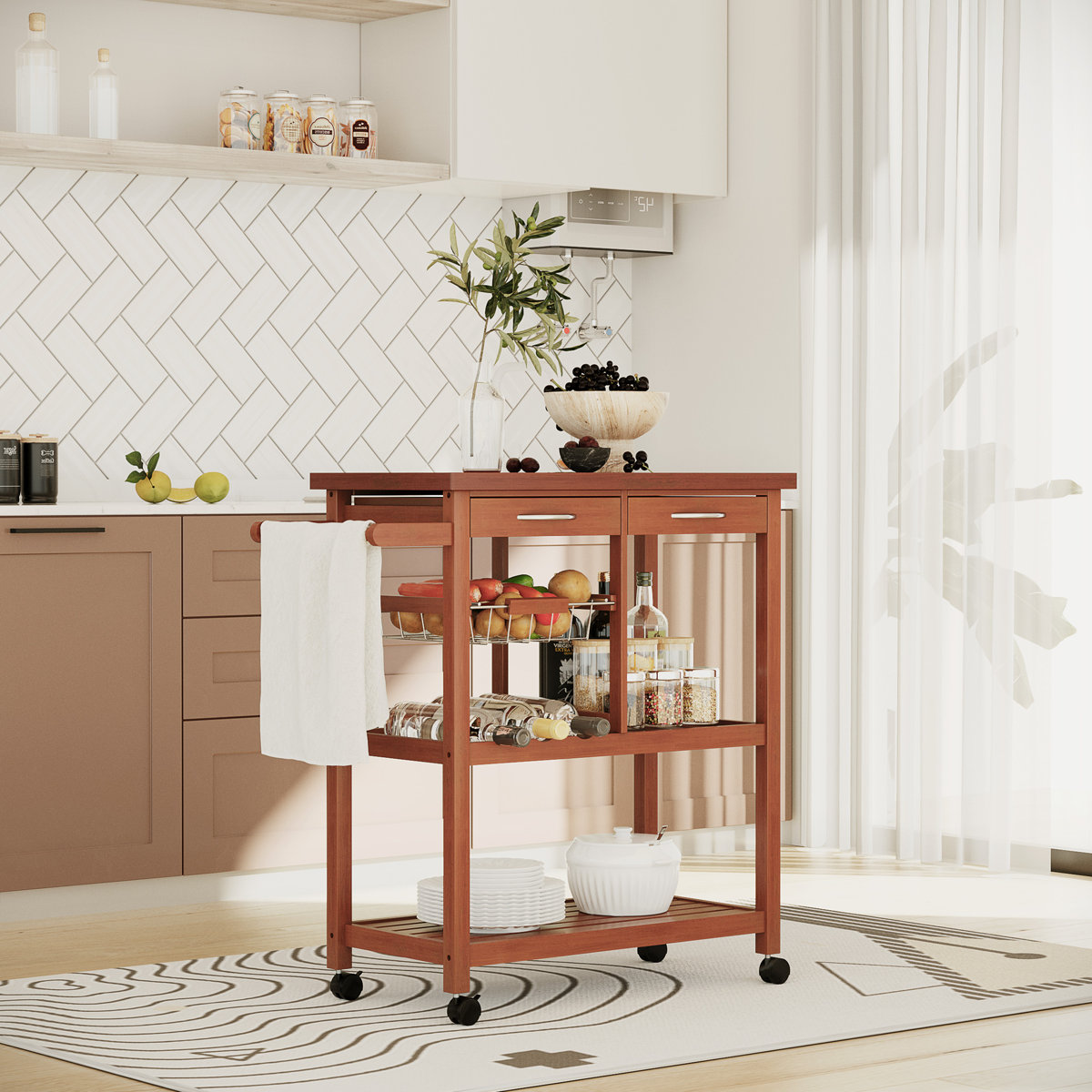 Symple Stuff Laforest Rolling Trolley Portable Serving Kitchen Cart ...