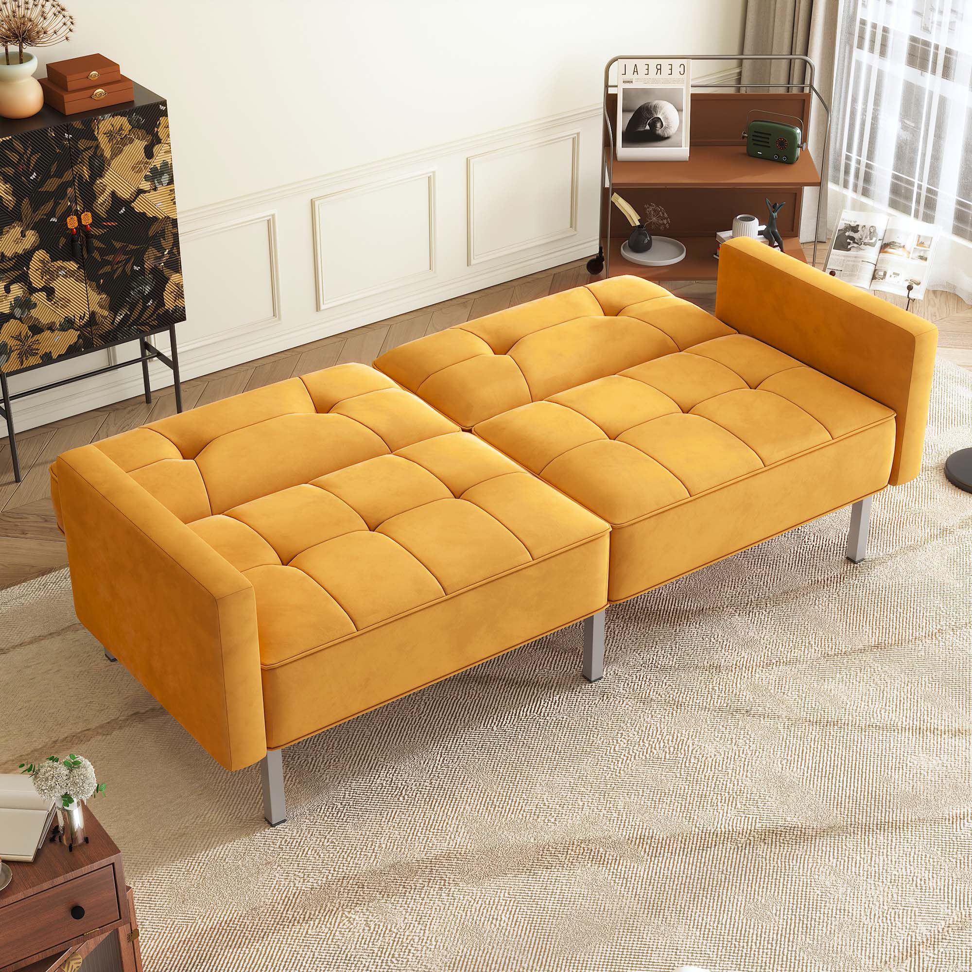 Ebern Designs Modern Upholstered Convertible Folding Futon Sofa Bed ...