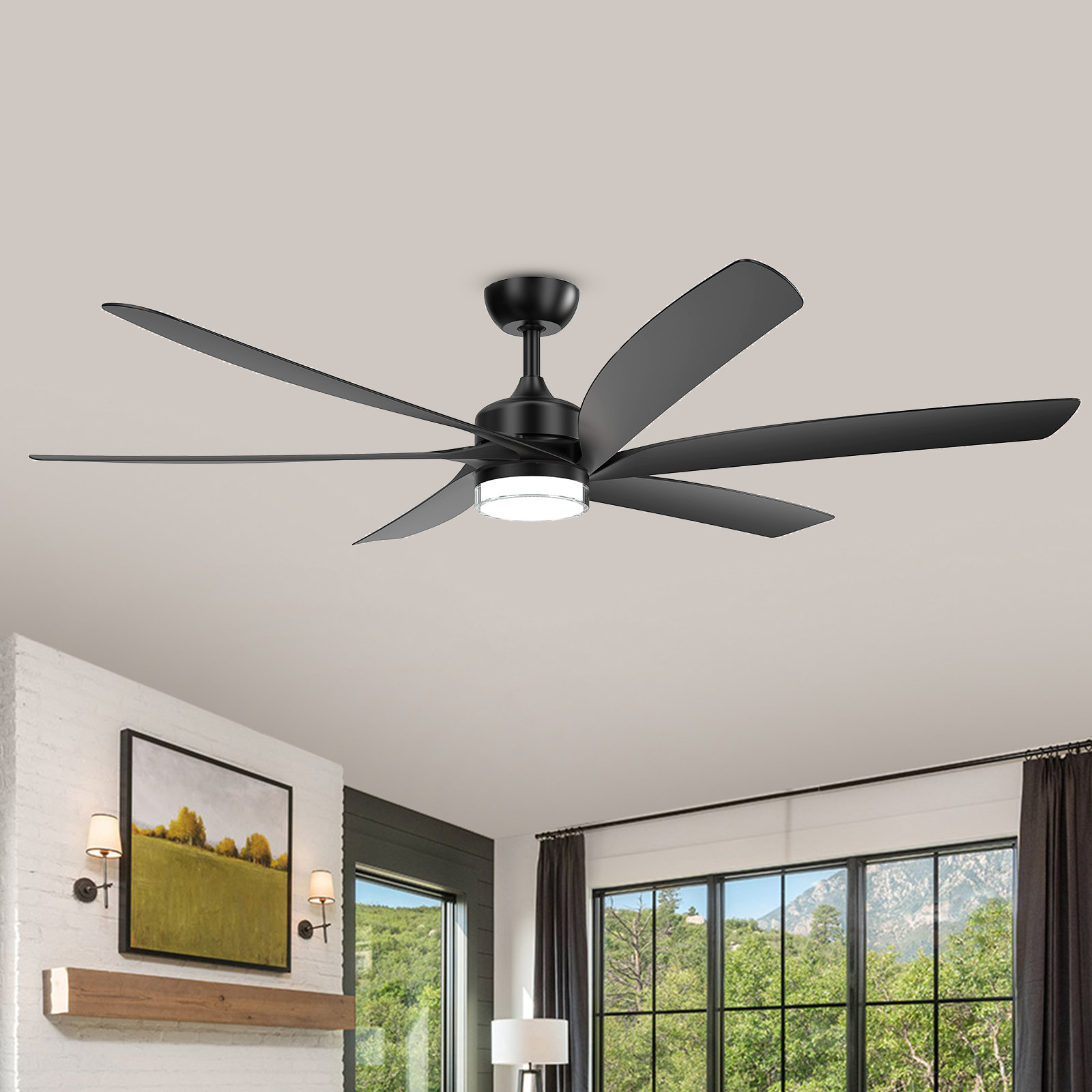 Ebern Designs 64 Inch Outdoor Ceiling Fan With Acrylic Light Kit ...