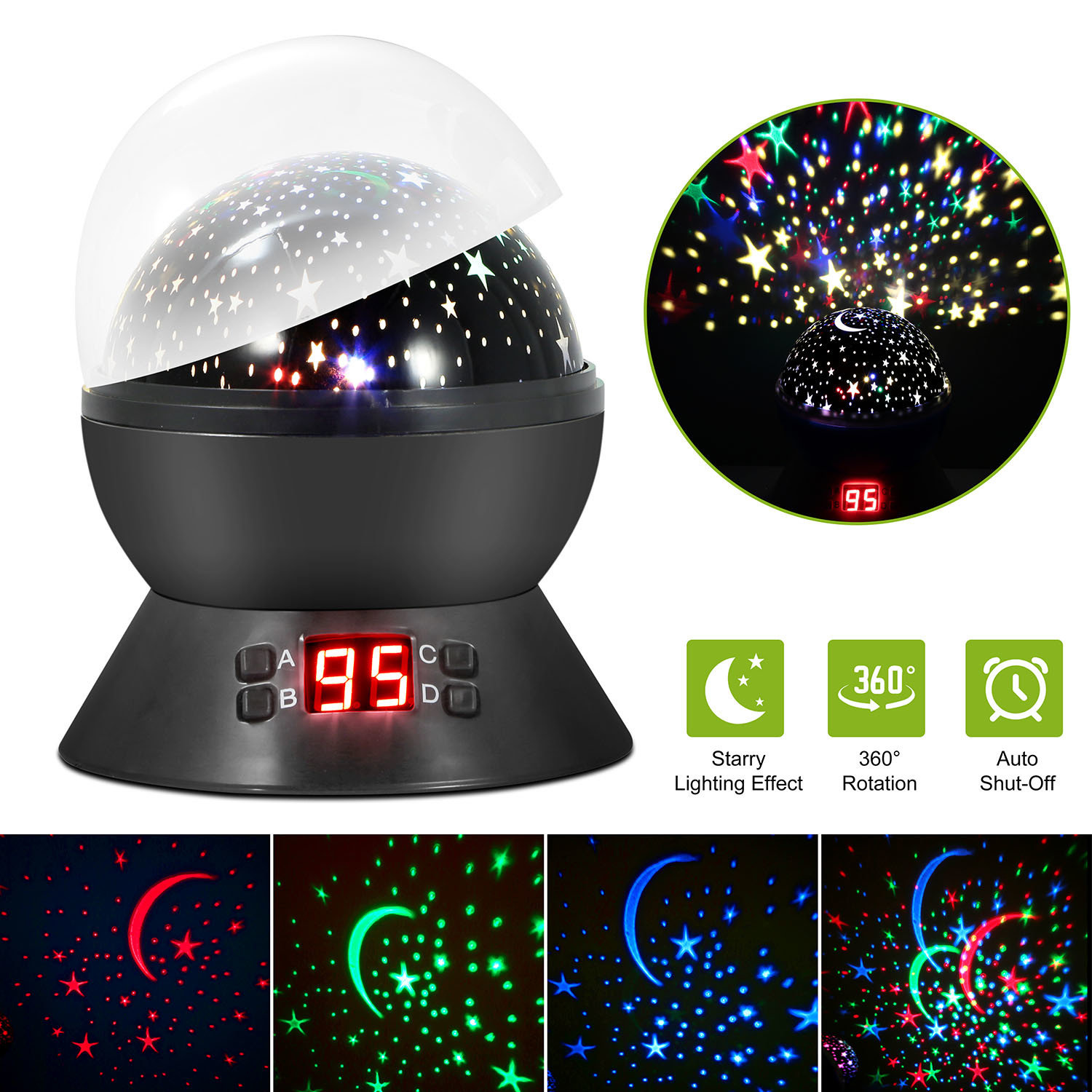 Edge Collections LED Projector Lamp Kids Night Light Star Moon ...