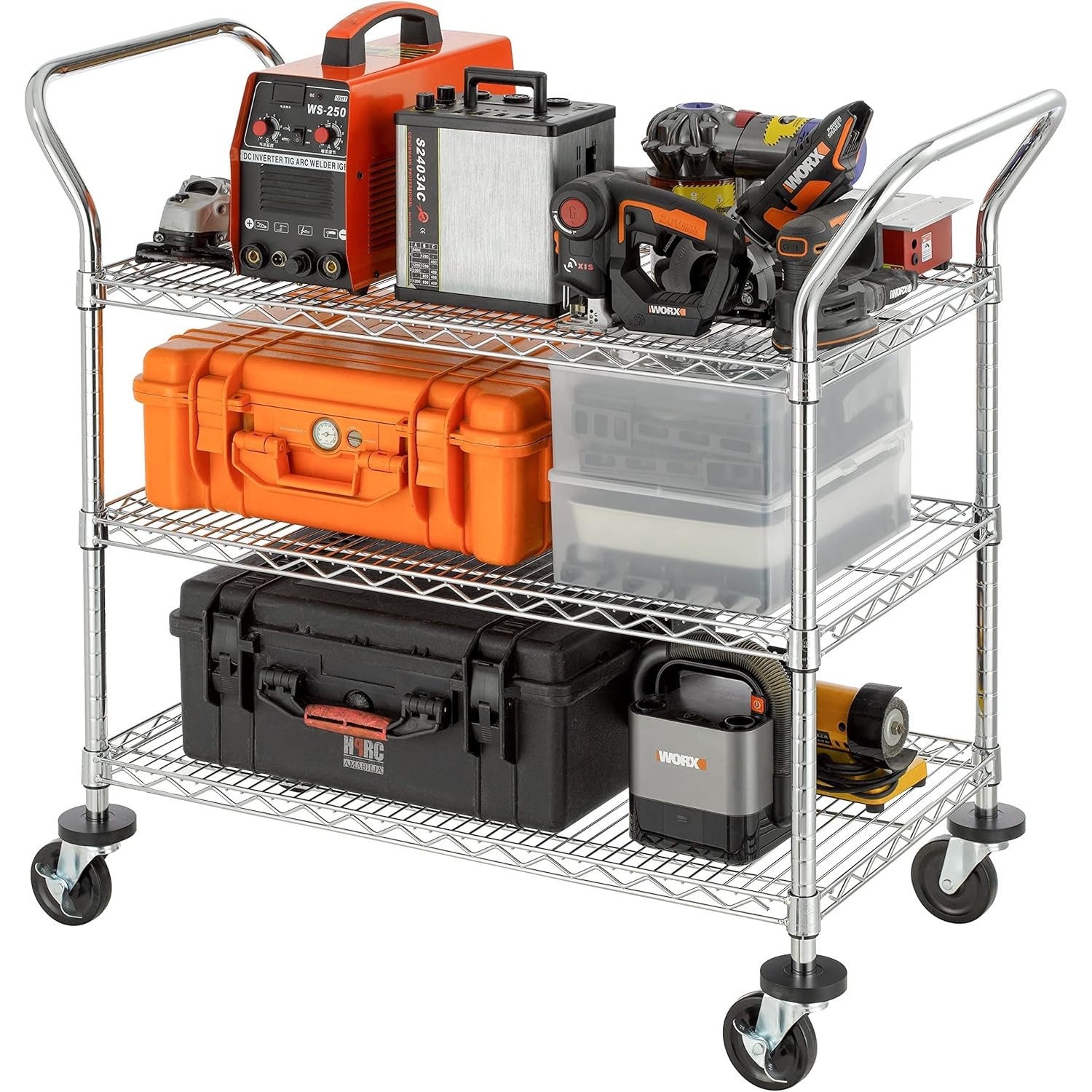 DONIVE 3-Tier Commercial Grade Rolling Cart, Heavy Duty Utility Cart ...