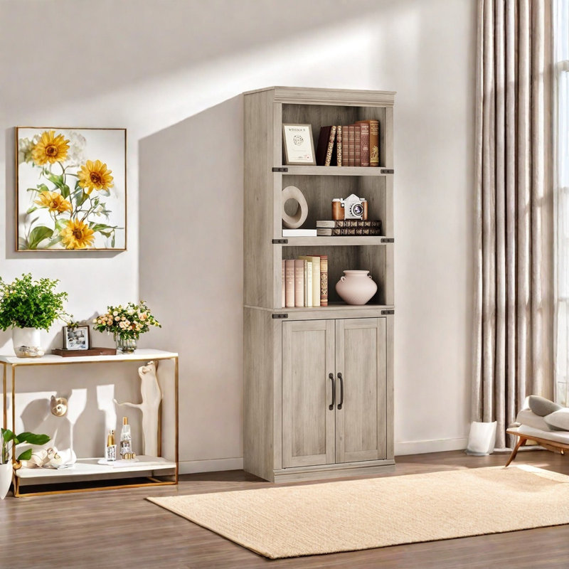 Espiron Optimum Farmhouse Bookcases With Doors, Wooden Tall Bookshelf ...