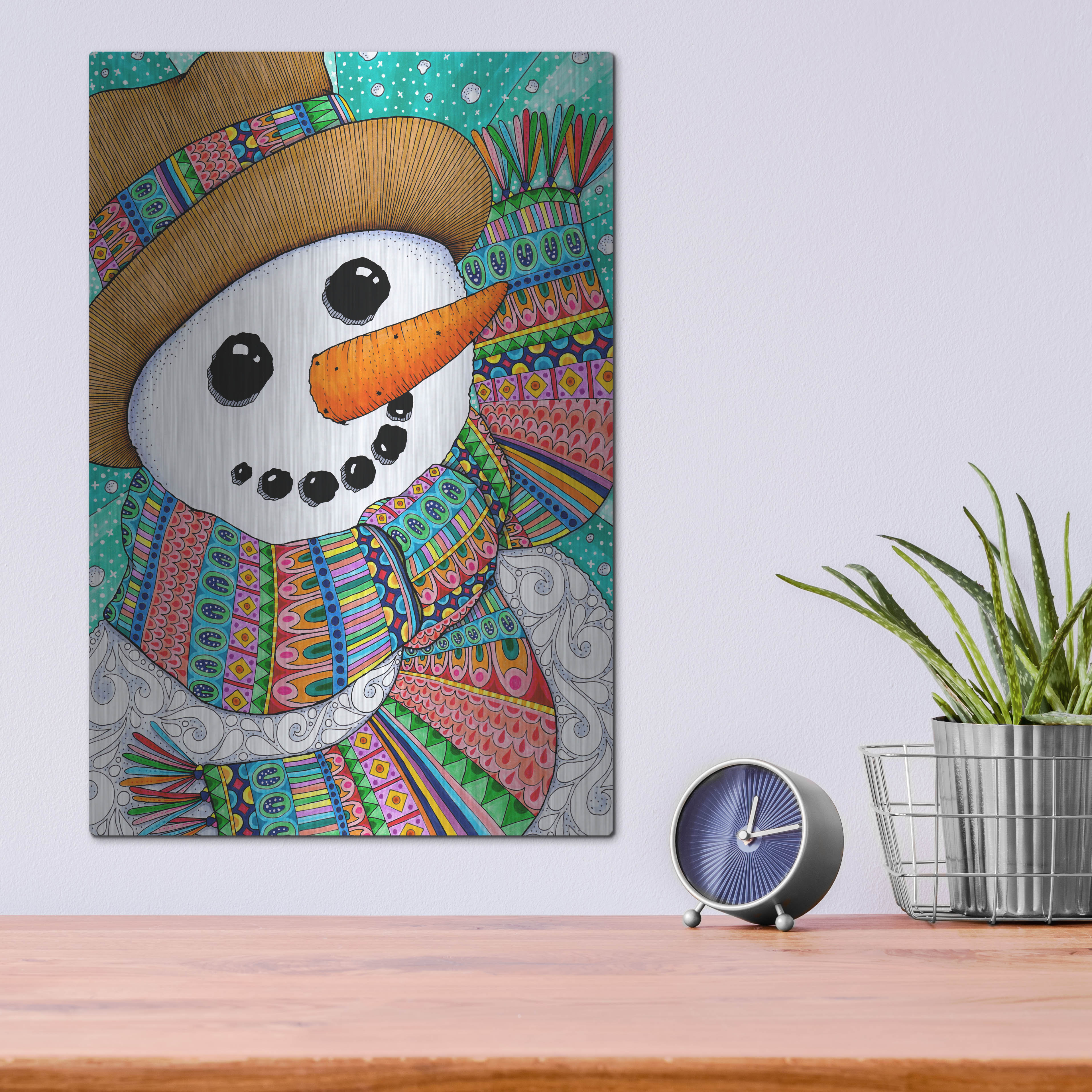 Red Barrel Studio® 'Snowman Style' by Hello Angel Metal Wall Art | Wayfair