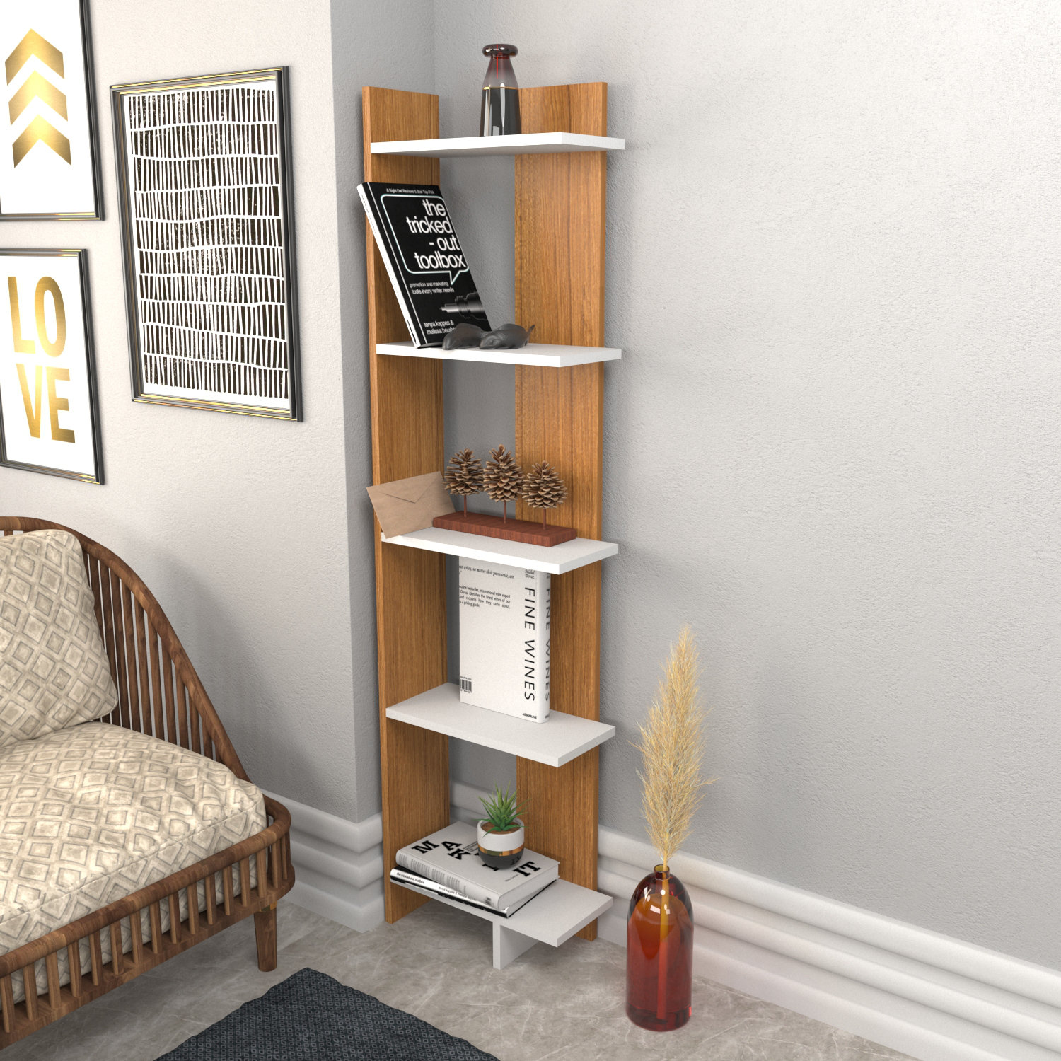 George Oliver Deddrick Corner Bookcase & Reviews | Wayfair