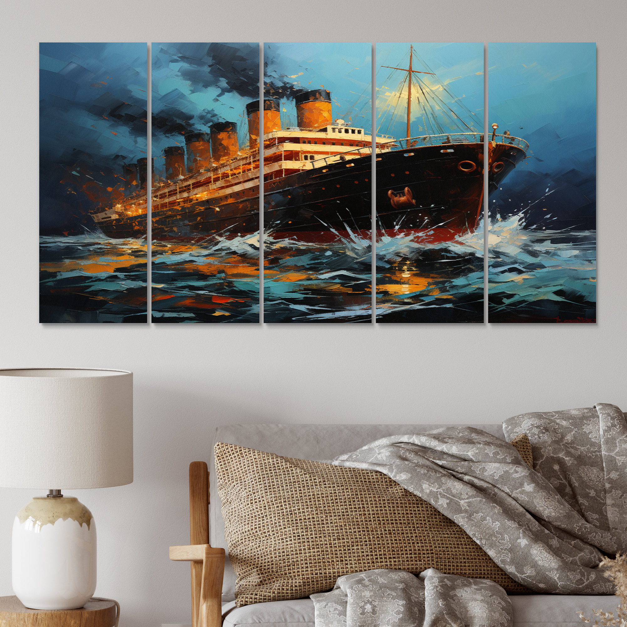 Design Art Boat Titanic Collage Interwoven II - Transportation Metal ...