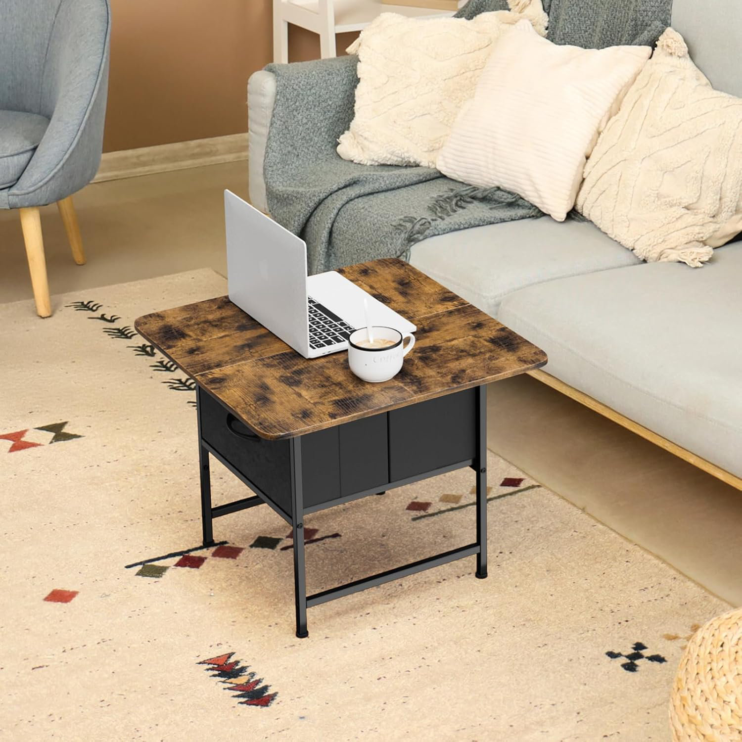 Latitude Run® Black Coffee Tables For Living Room 23.6" Small Square ...