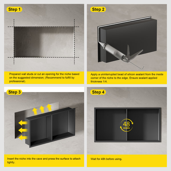 SUPERFLO Stainless Steel Shower Niche, Shower Niche Insert for Bathroom ...