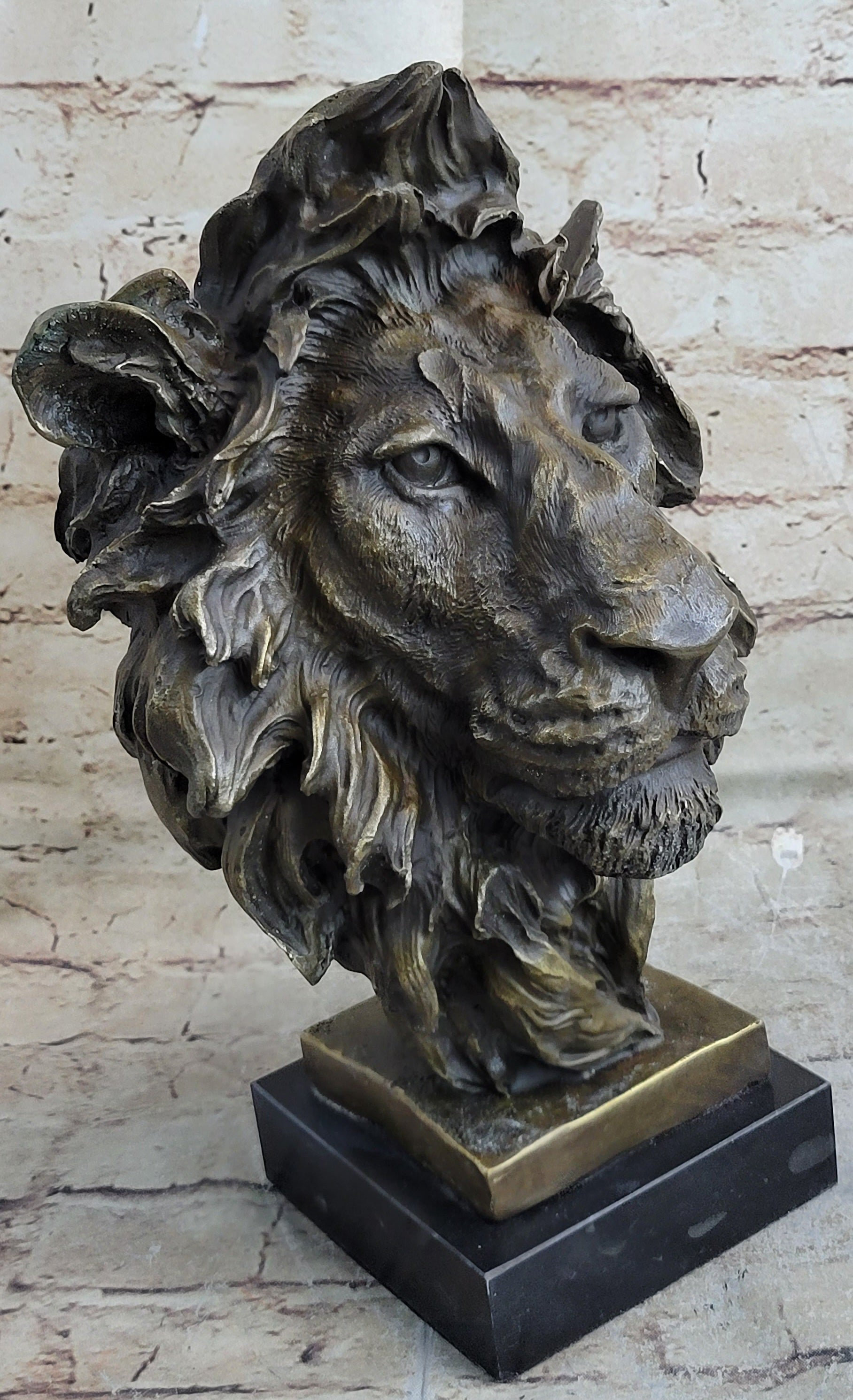 Dakota Fields Hot Cast Bronze Male Lion Bust Sculpture Statue Original ...