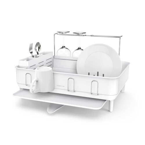 simplehuman Kitchen Dish Drying Rack with Swivel Spout, Fingerprint ...