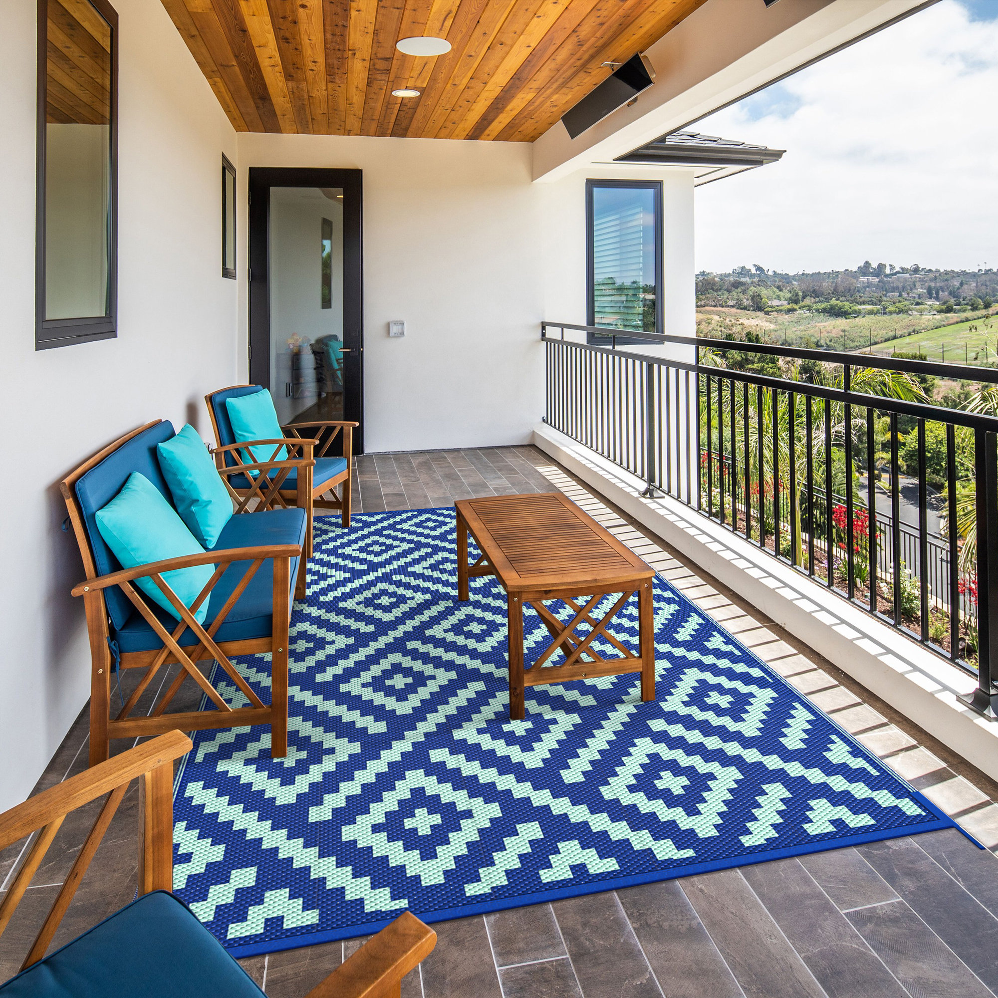 Union Rustic Outdoor Rug For Patio Clearance, Waterproof Mat,reversible ...