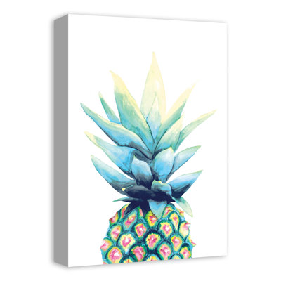Bay Isle Home 'Bright Pineapple' Watercolor Painting Print on Canvas ...