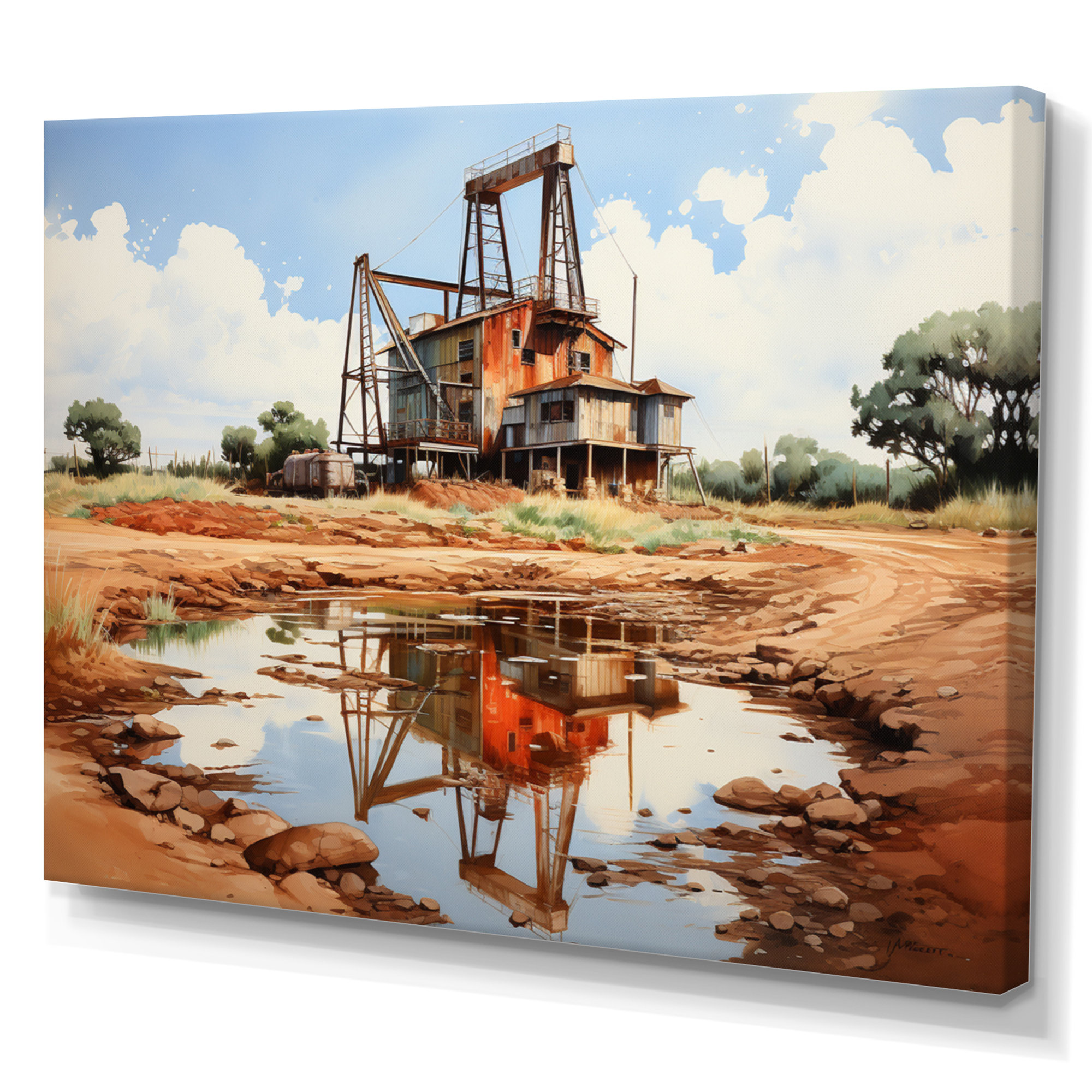 Latitude Run® Beige Oil Rig In Texas - Oil Rigs / Fields Wall Art ...