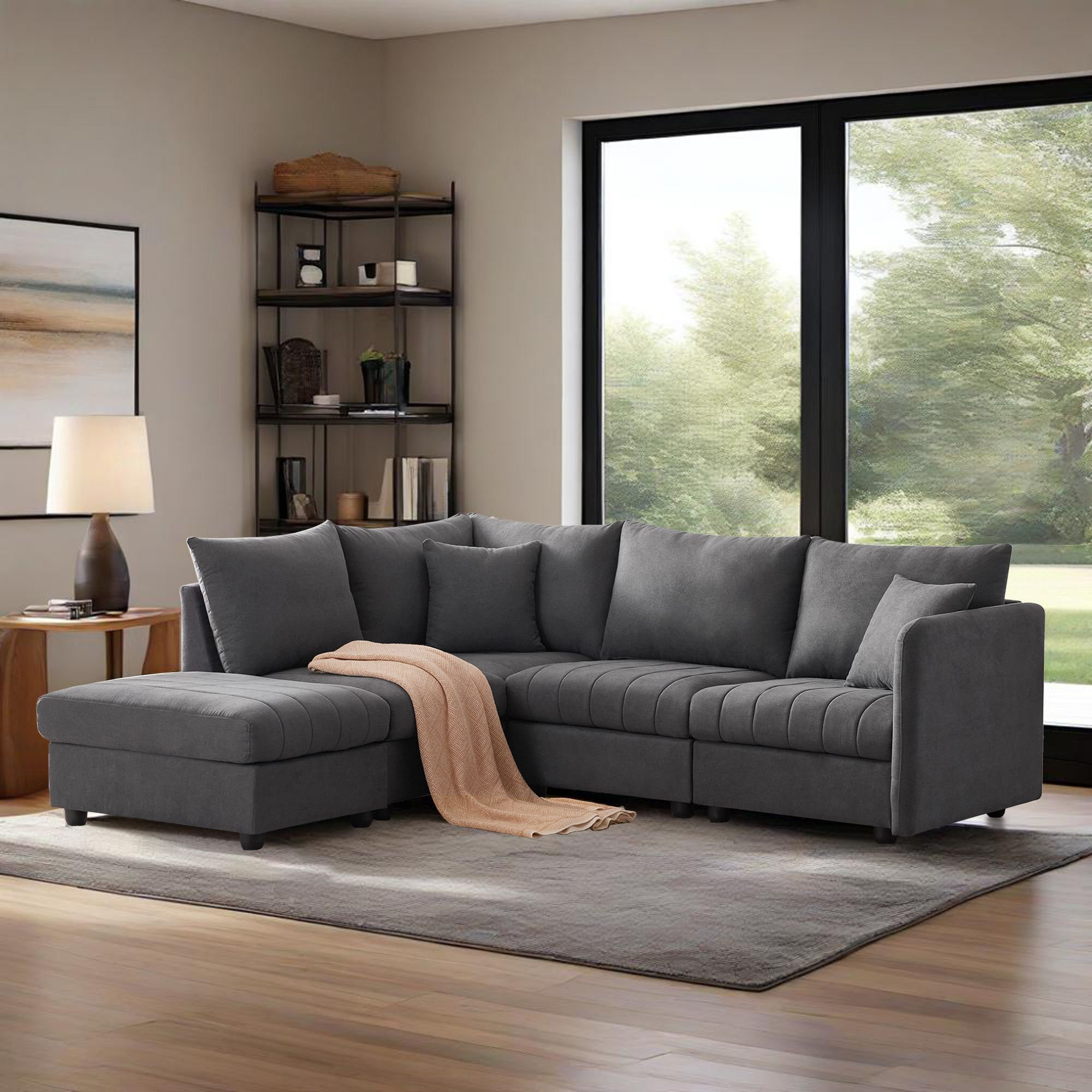 Latitude Run® Oversized Modular Sectional Sofa with Deep Seat,5 Seat Corner Couch with Movable ...