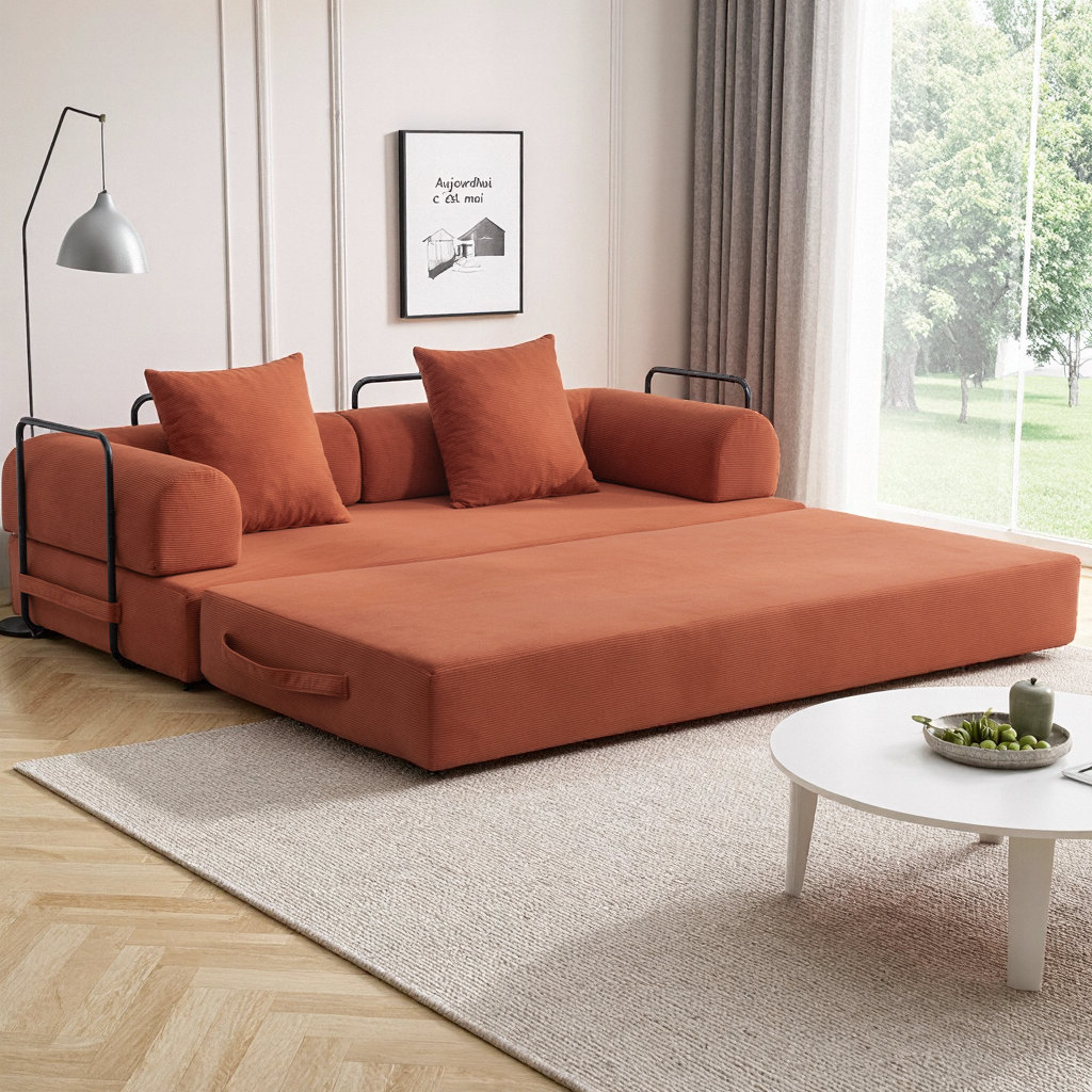 Latitude Run® Modular Foldable Compressed Sofa with Frame, 2-Seater ...