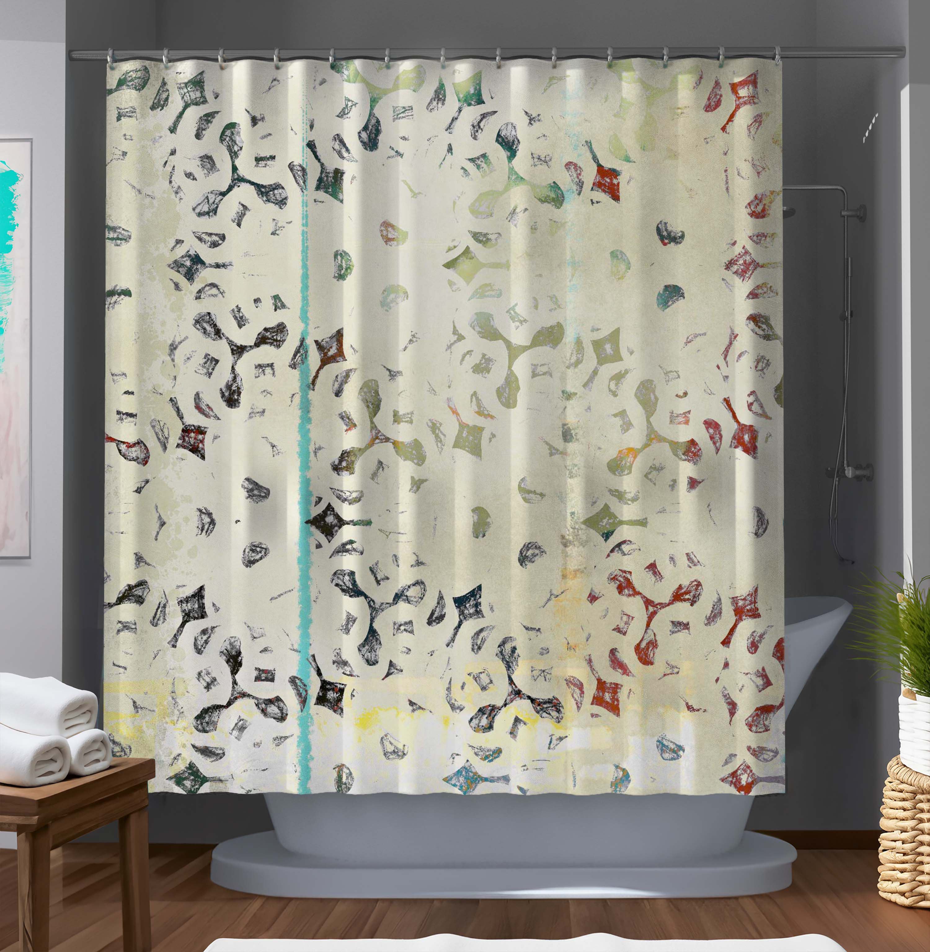 East Urban Home Clela Abstract Shower Curtain | Wayfair