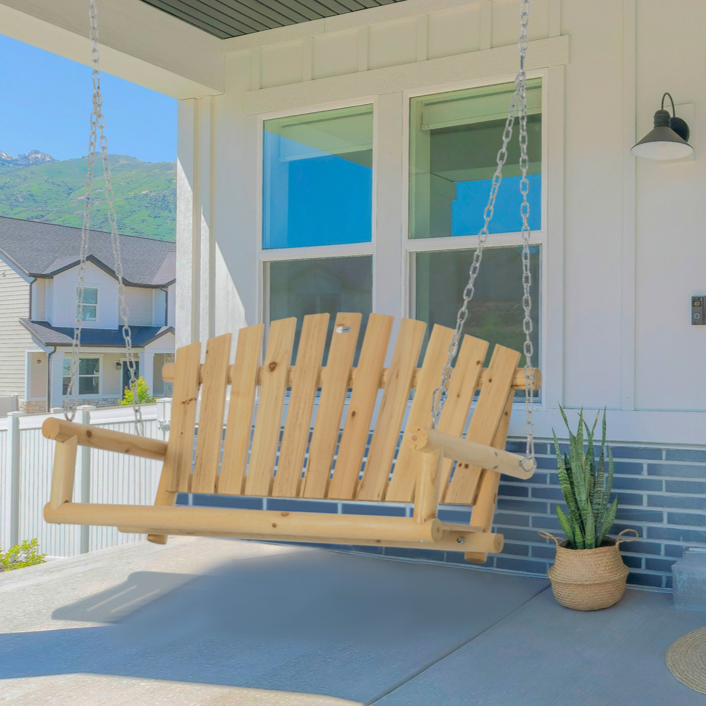 Beachcrest Home Outsunny -Seater Porch Swing, Hanging Outdoor Swing ...