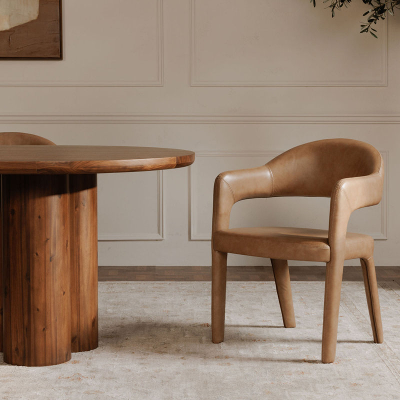 AllModern Waymon Dining Chair Brown Leather | AllModern