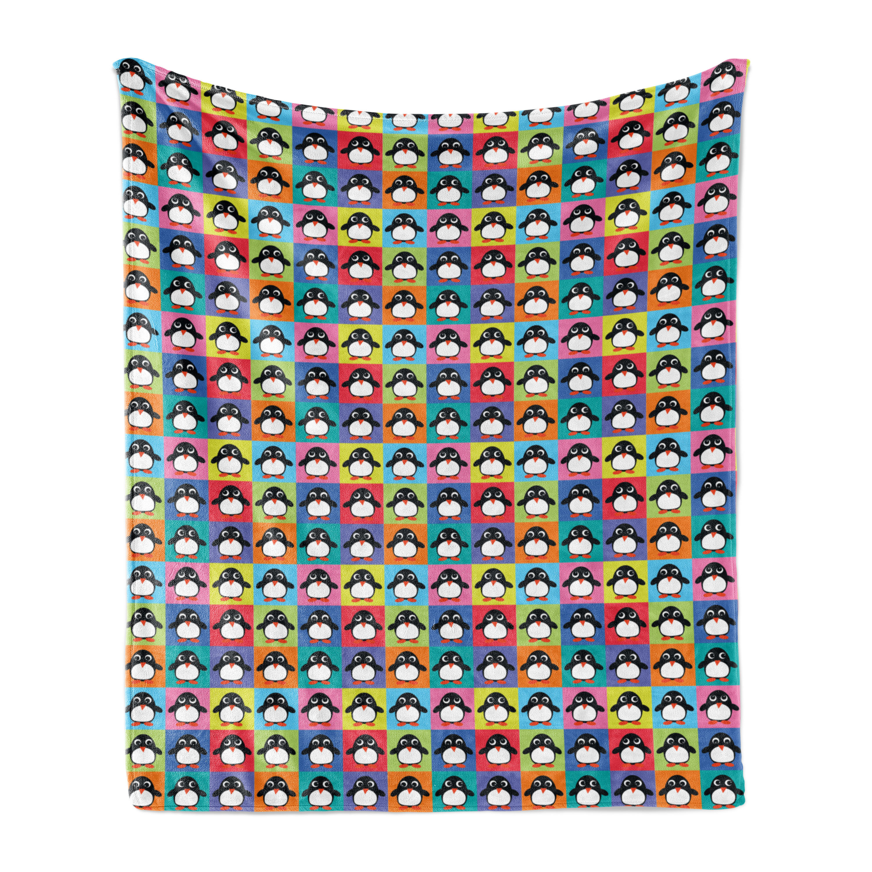 Ambesonne Penguin Fleece Throw Blanket Colorful Frame Animals ...