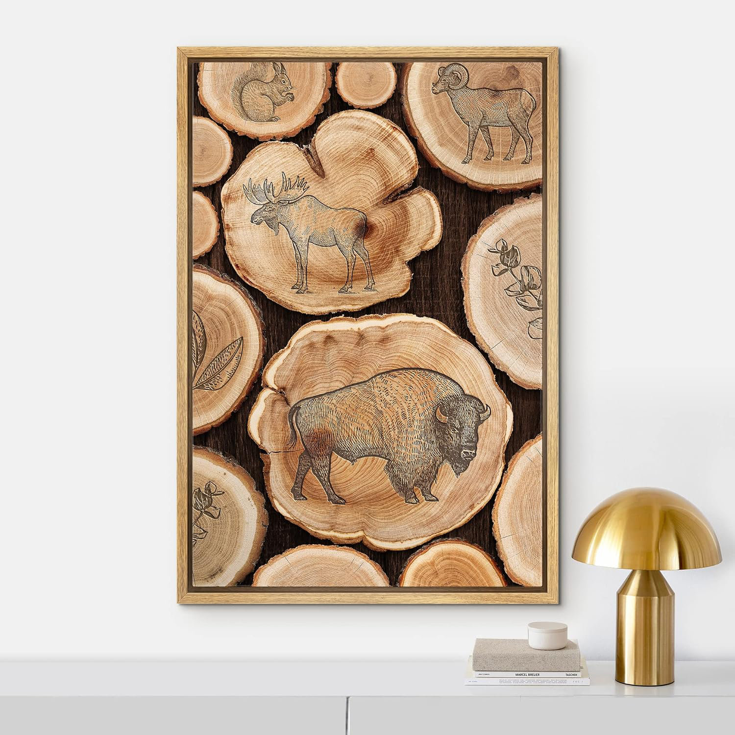 IDEA4WALL Tree Ring Wood Effect Ring Forest Animal Portraits Nature ...