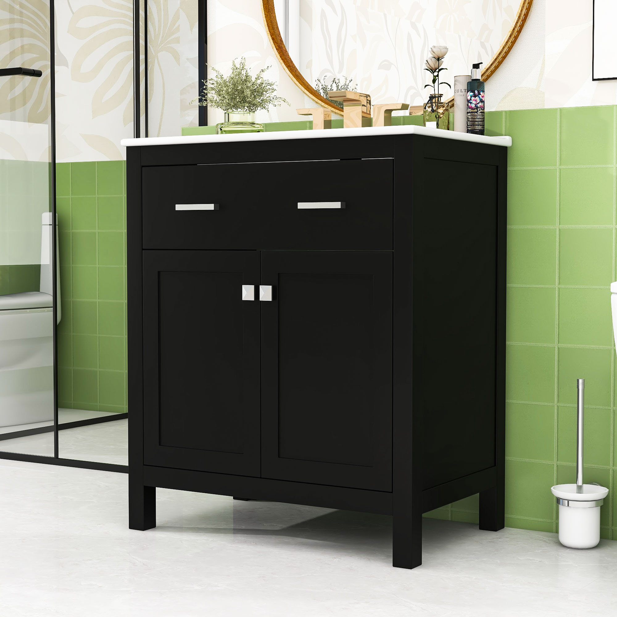 Ebern Designs Minimalist Freestanding Single Bathroom Vanity with ...