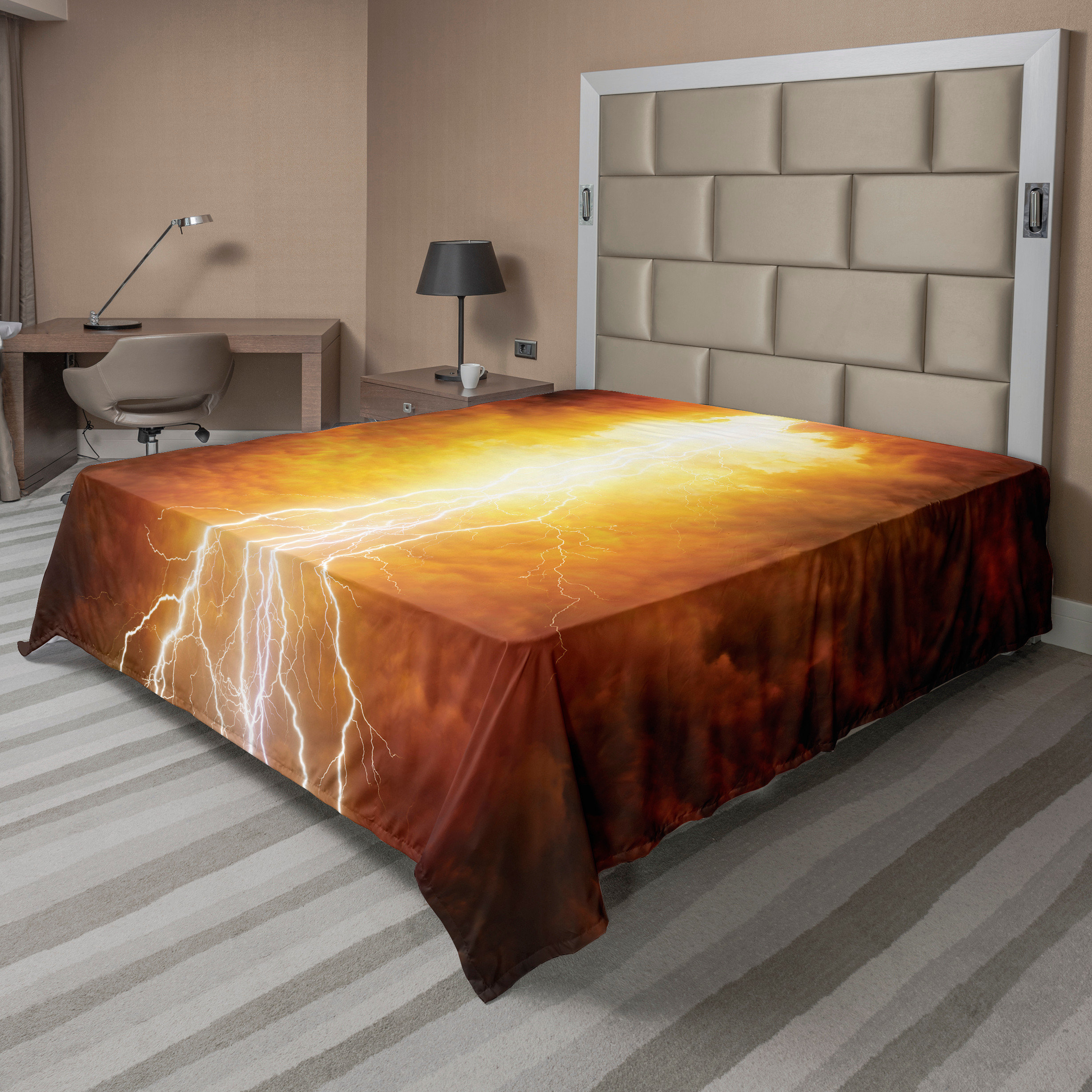 Ambesonne Nature Top Flat Sheet Vivid Apocalyptic Day Yellow Brown ...