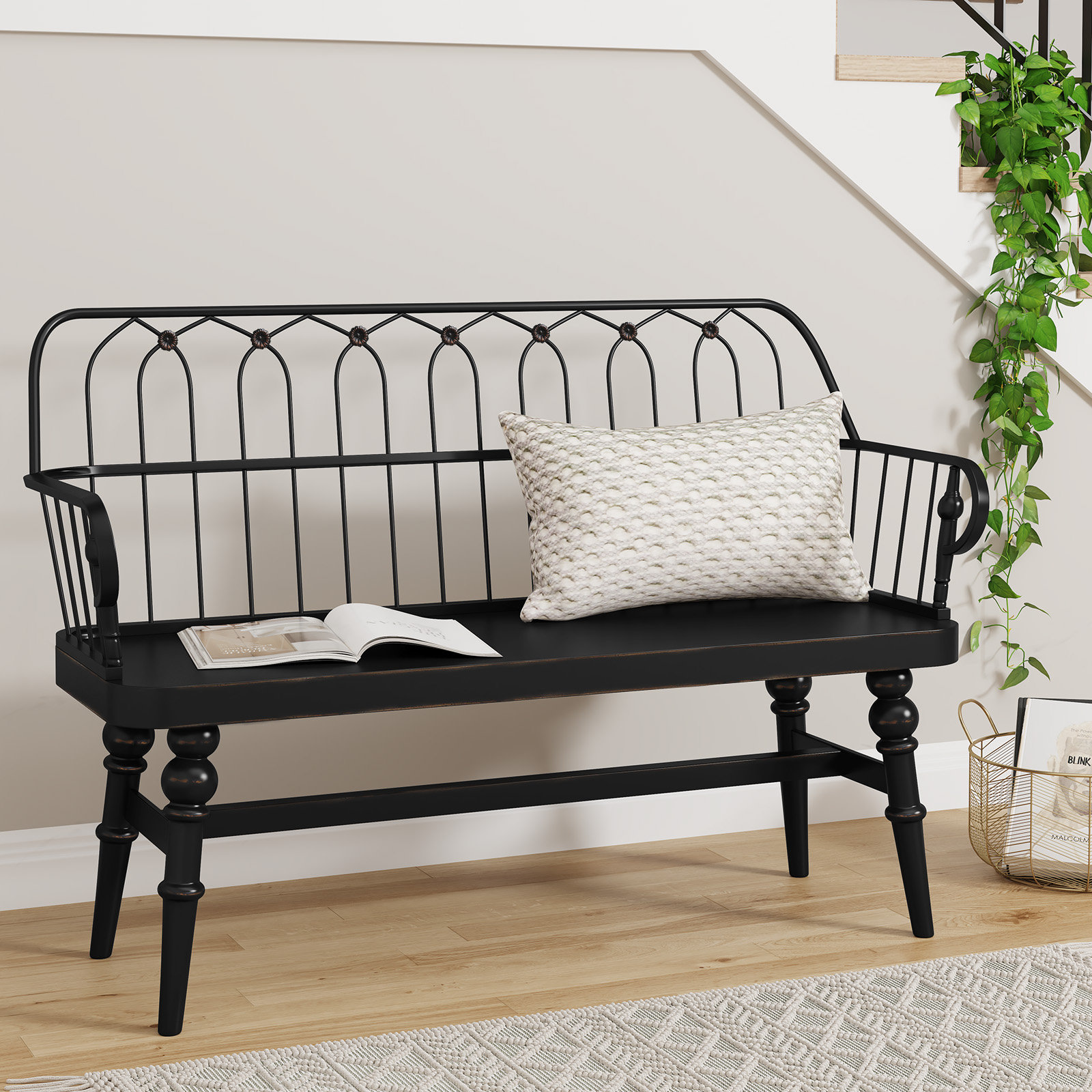 Charlton Home® Donlad Spindle Back Dining Bench & Reviews | Wayfair