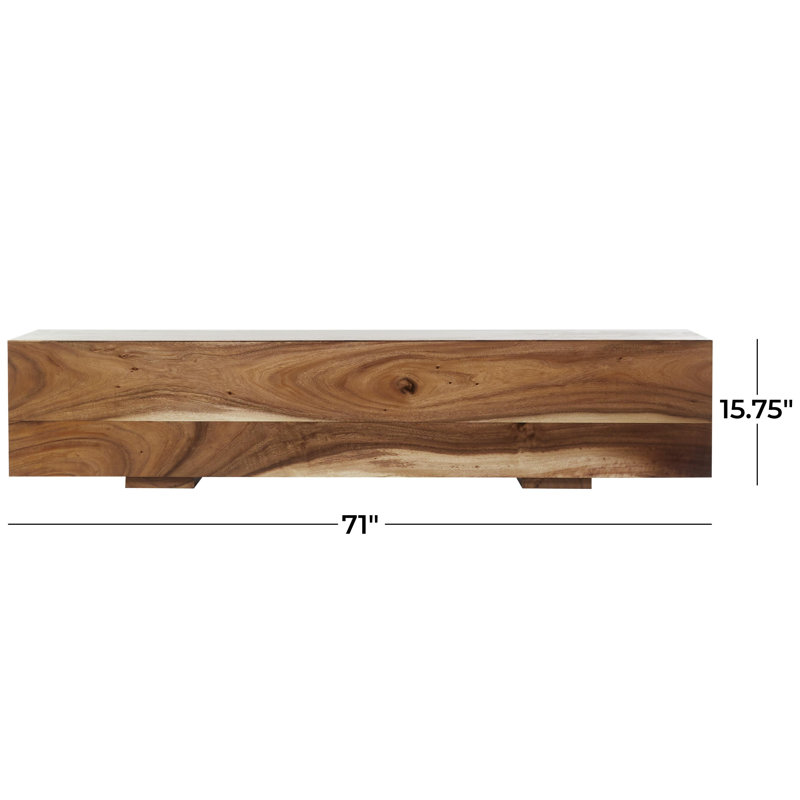 Corrigan Studio® Wood Block Rectangular Bench with Elevated Base ...