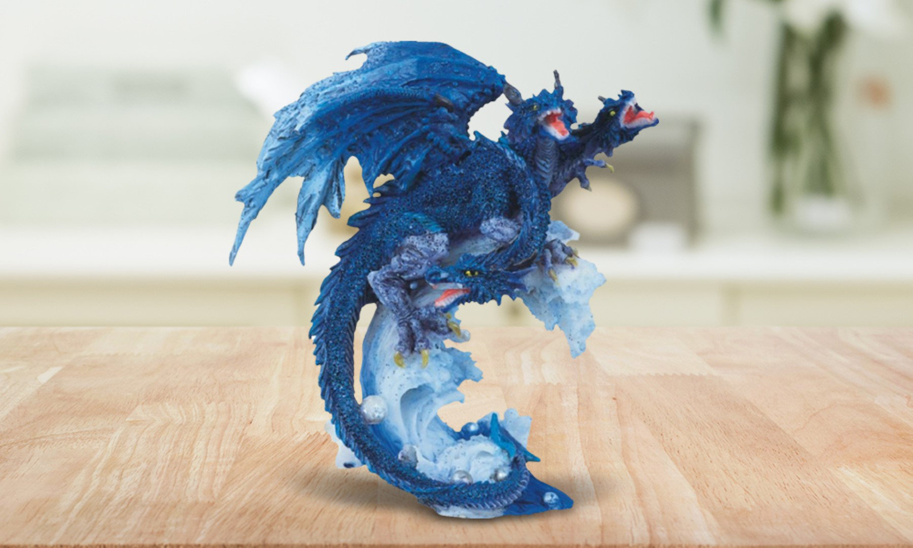 Trinx Devontea 4"H Three-Headed Blue Dragon Figurine Unique Gifts | Wayfair