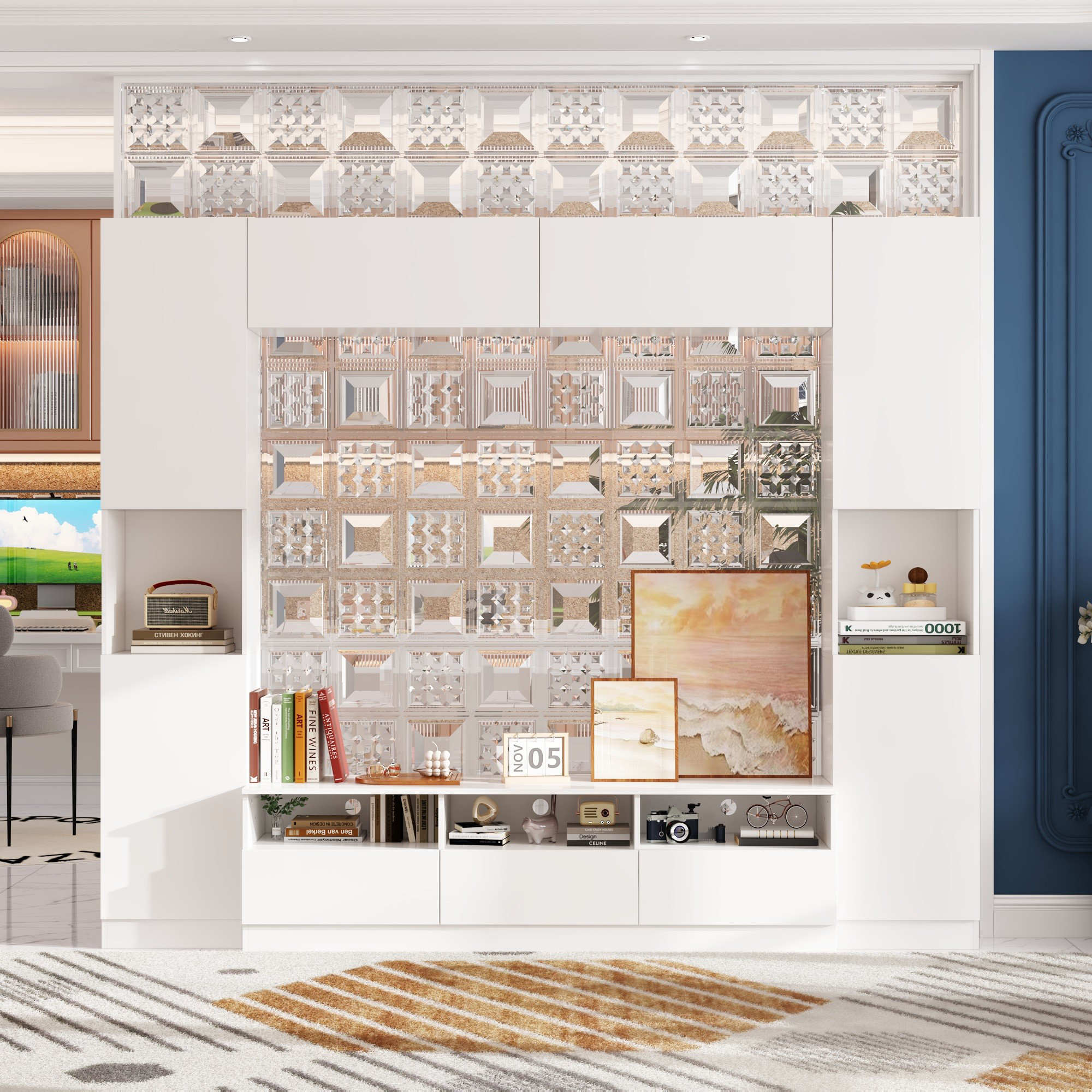 Latitude Run® 78.7” Tall Large Etagere Bookcase With 3 Drawers For Living Room, Study. | Wayfair