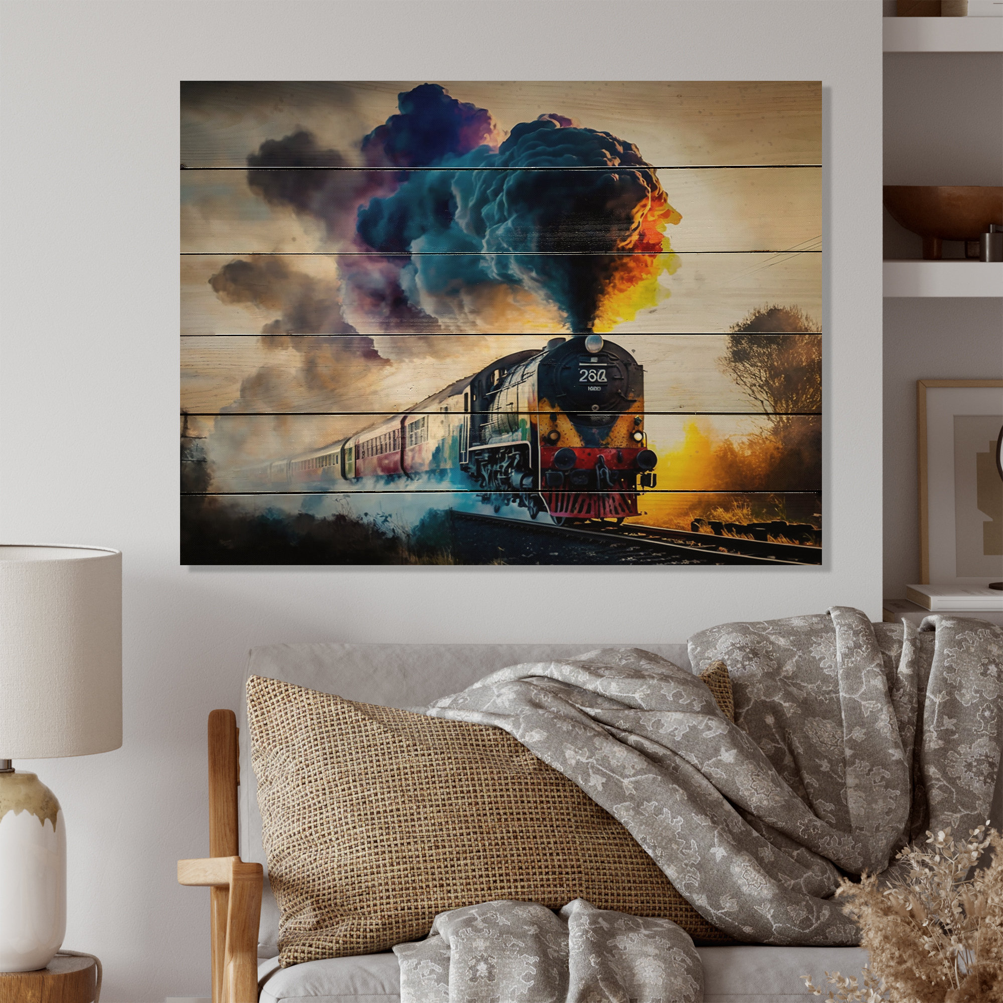 Williston Forge Train On The Move I On Wood Print | Wayfair