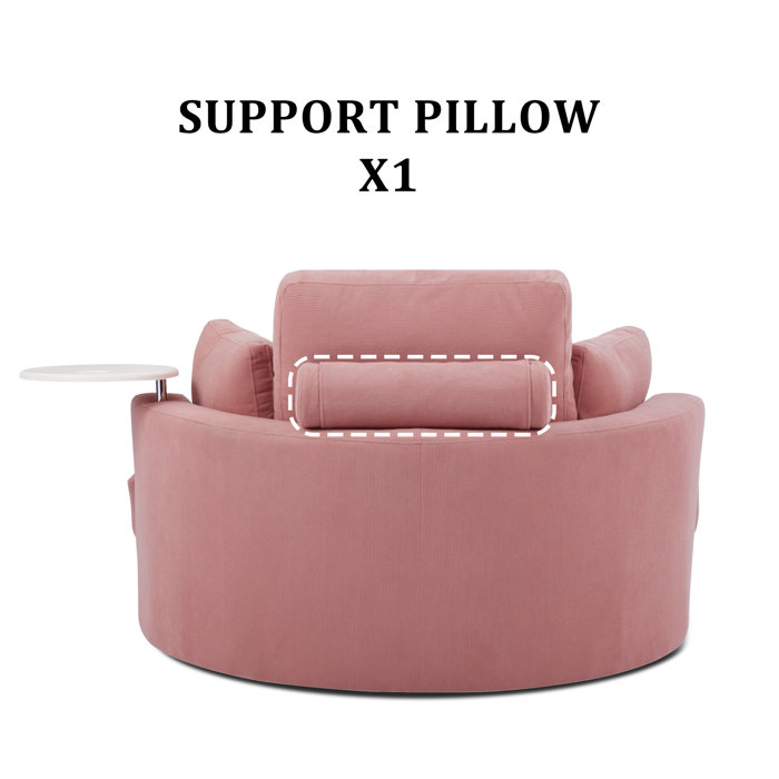 Latitude Run® Lasean Upholstered Swivel Barrel Chair with Ottoman ...