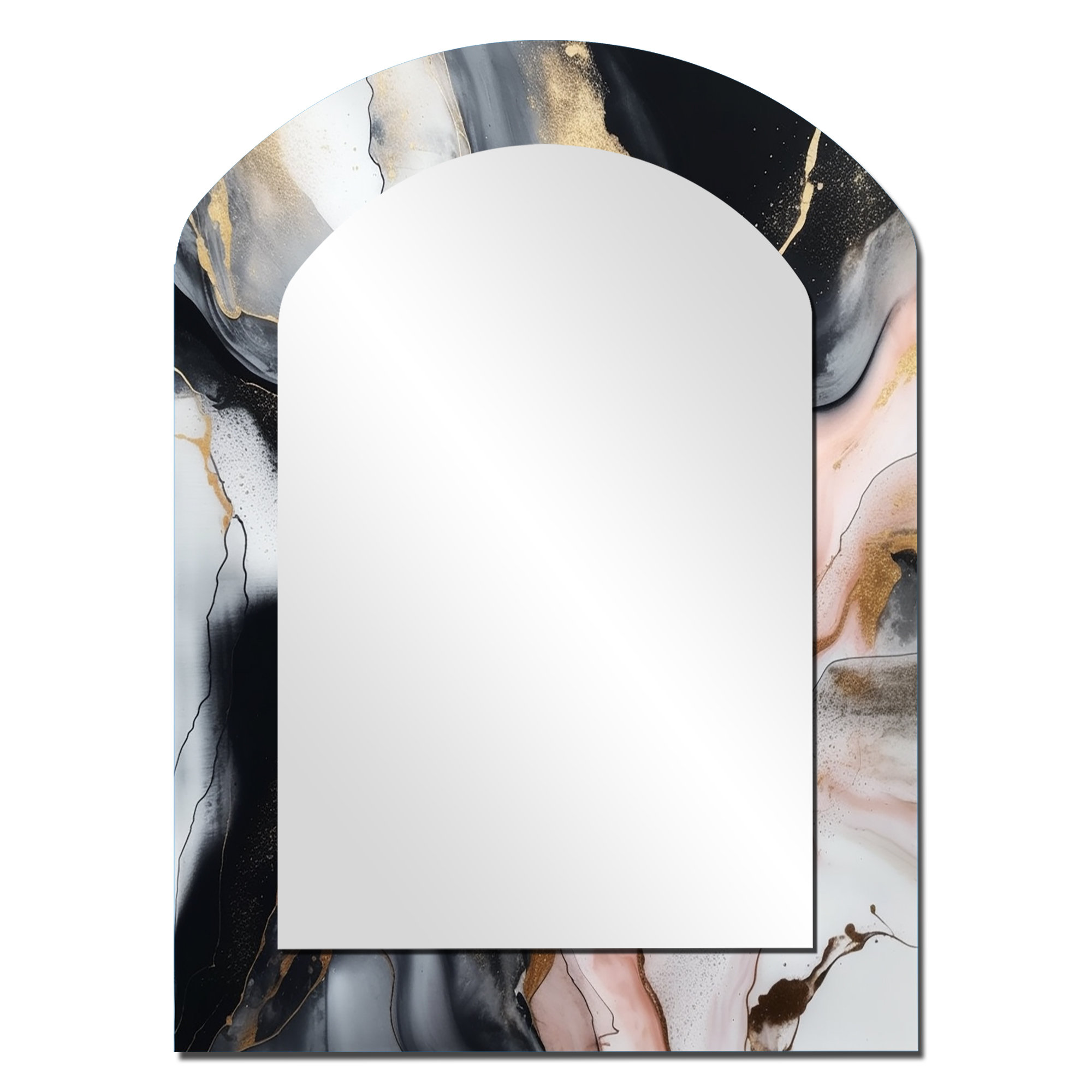 Red Barrel Studio® Black Gold Texture Splash Marble - Marble Arch Large ...