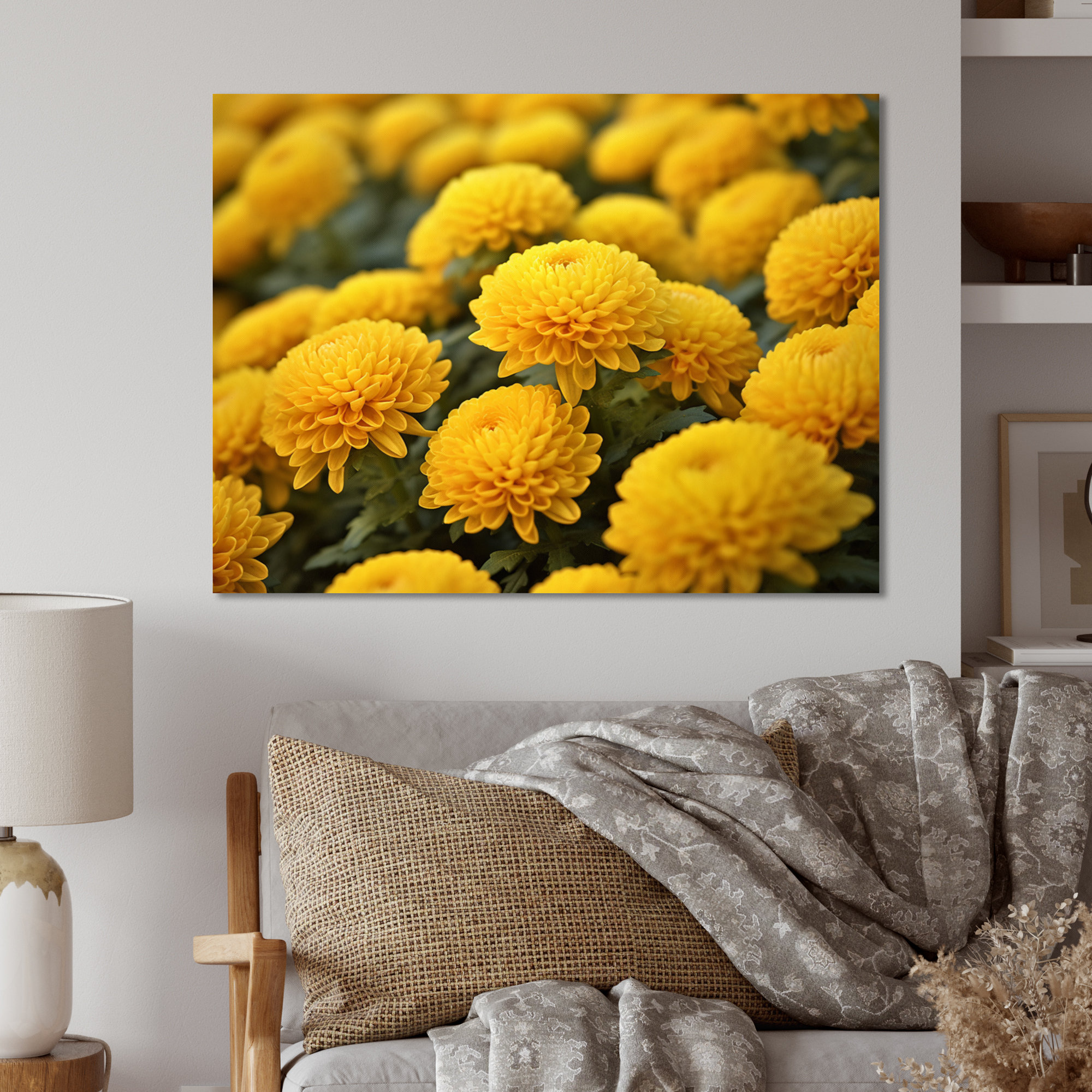Latitude Run® Yellow Mums in Bloom I - Floral Metal Wall Art | Wayfair