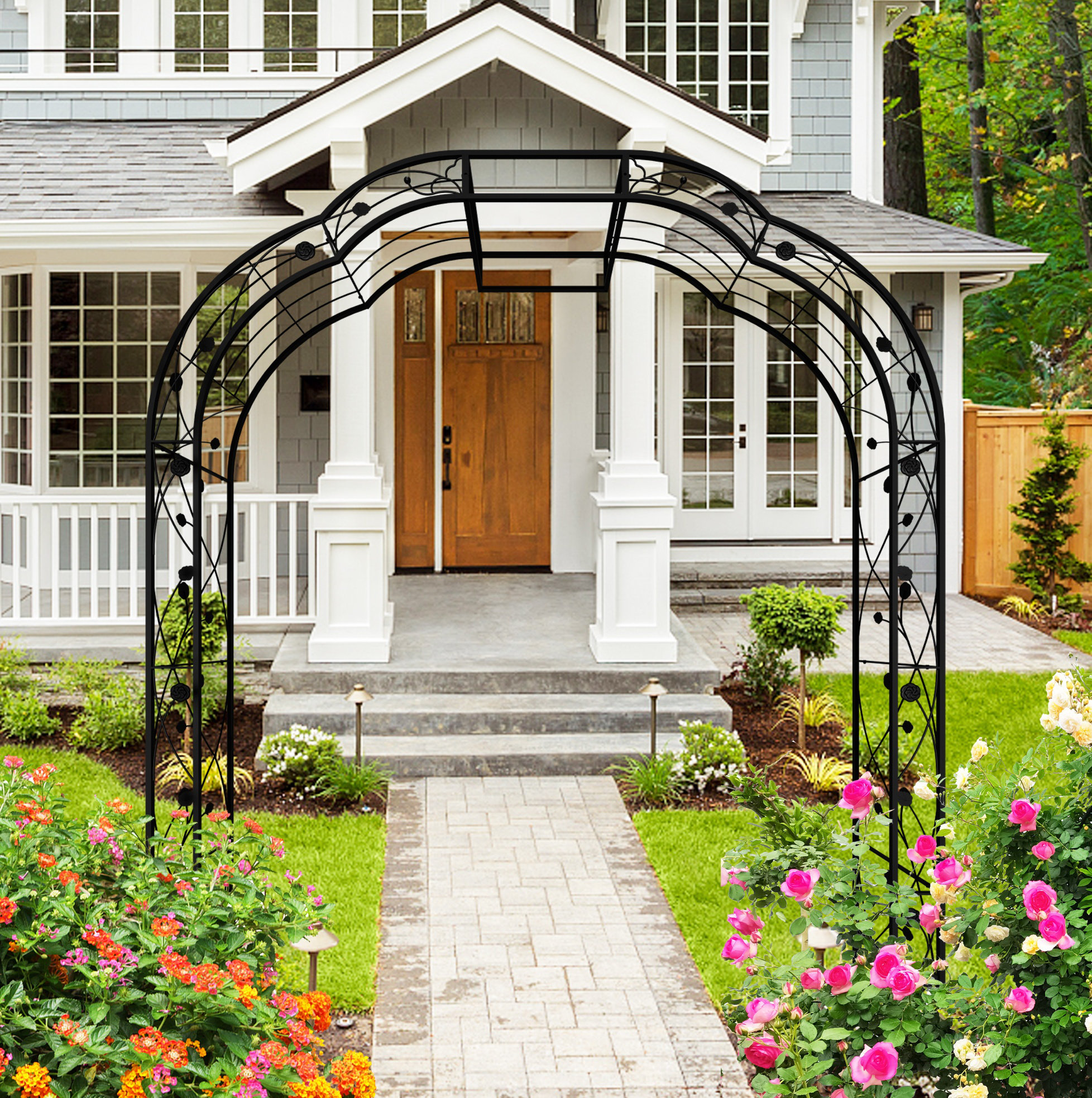 Red Barrel Studio Metal Garden Arch W74.4" x H98.5" Garden Arbour ...