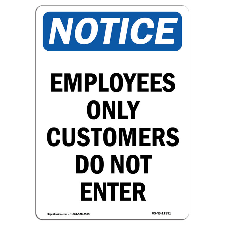 SignMission Employees Only Customers Do Not Enter Sign | Wayfair