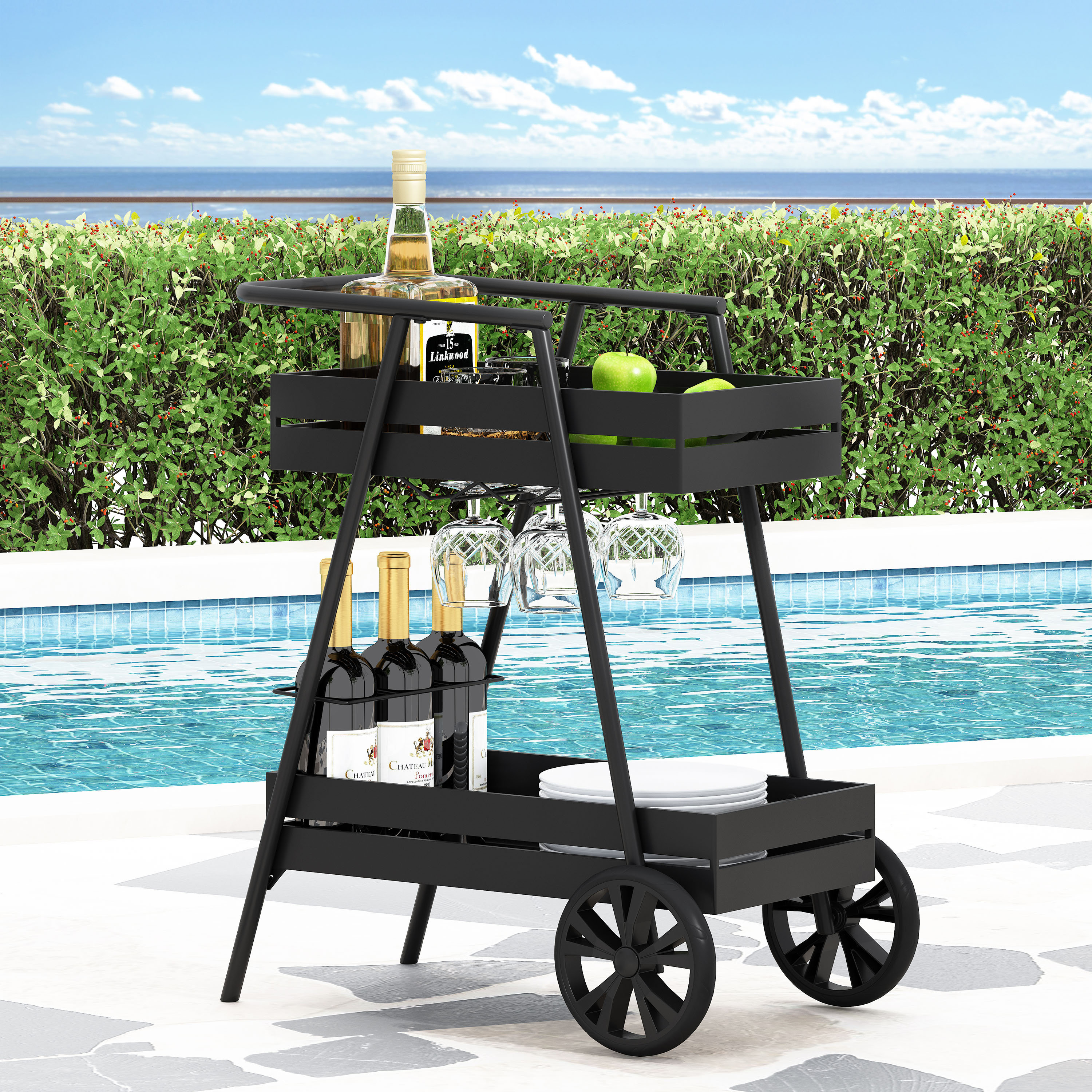 17 Stories 27" Patio Bar Cart | Wayfair