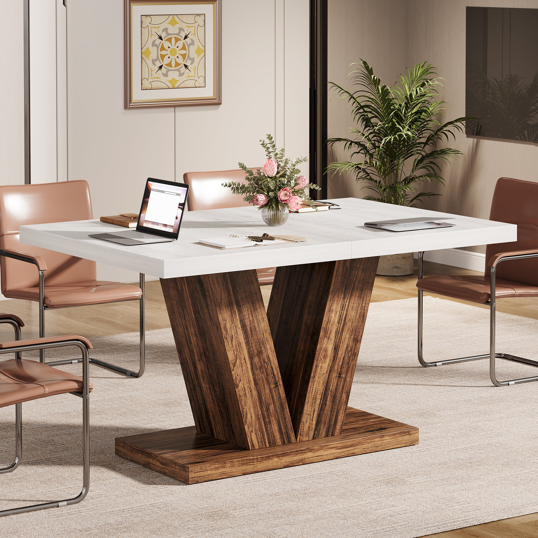 HONGYAN Rectangular Small Conference Table, Modular Seminar Table | Wayfair