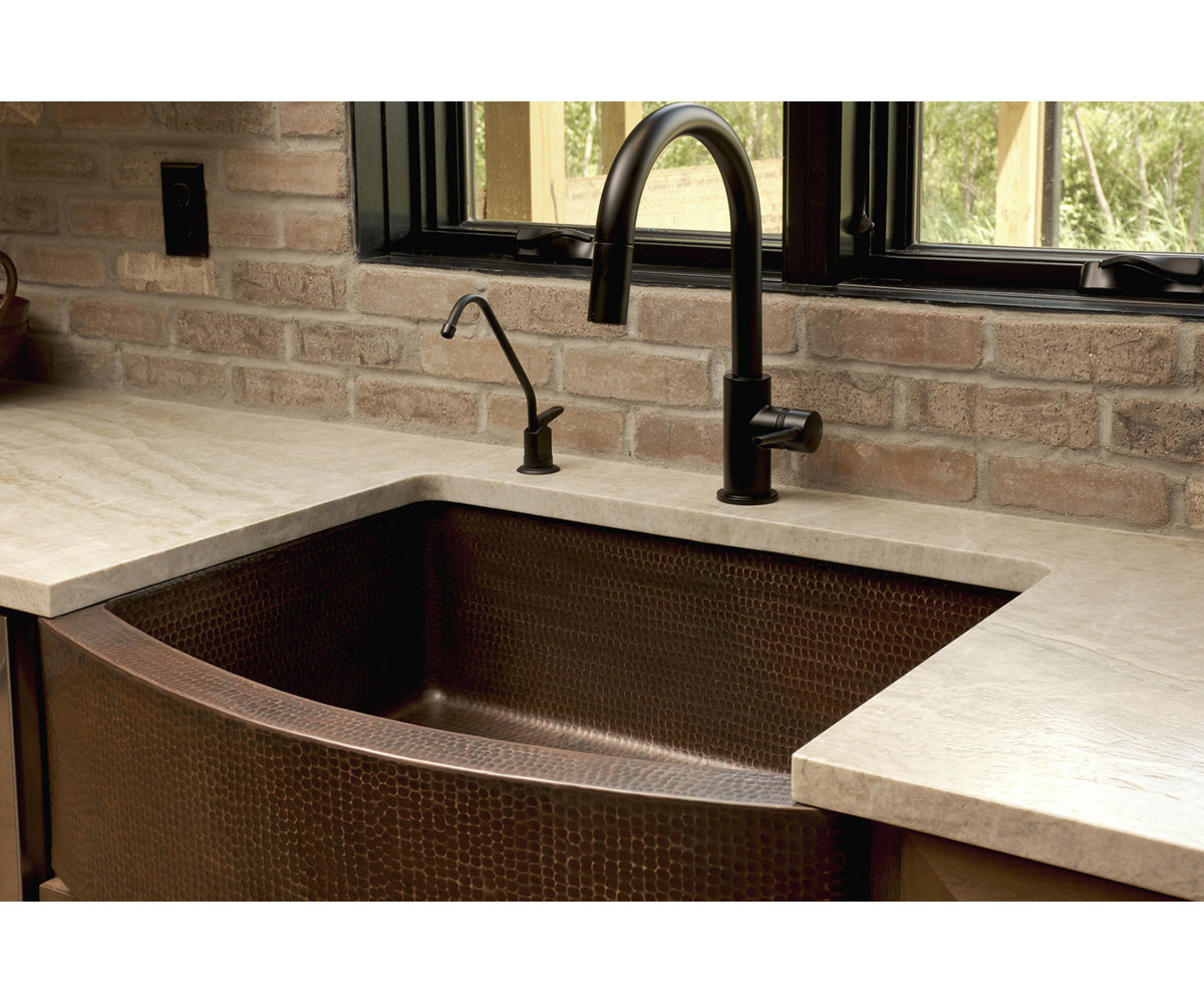 Premier Copper Products 33" Hammered Copper Rounded Apron Front Single ...