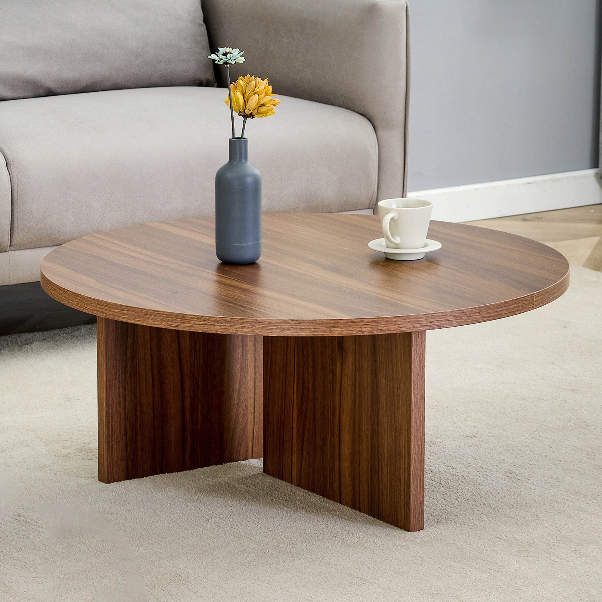 George Oliver 31.5" Wooden Round Coffee Table Low Center Table | Wayfair